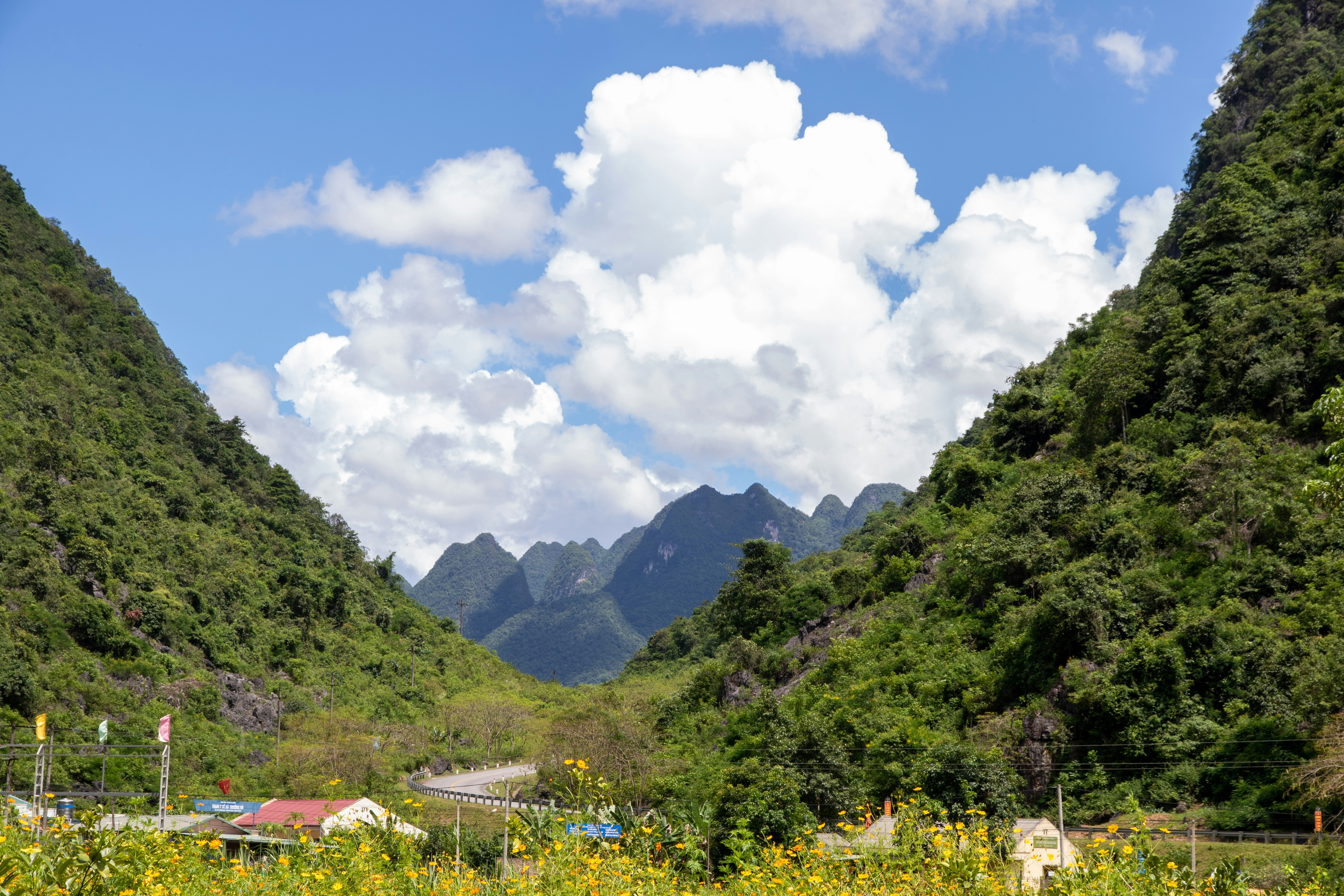 A scenic view of a valley with mountains in the background photo – Free ...