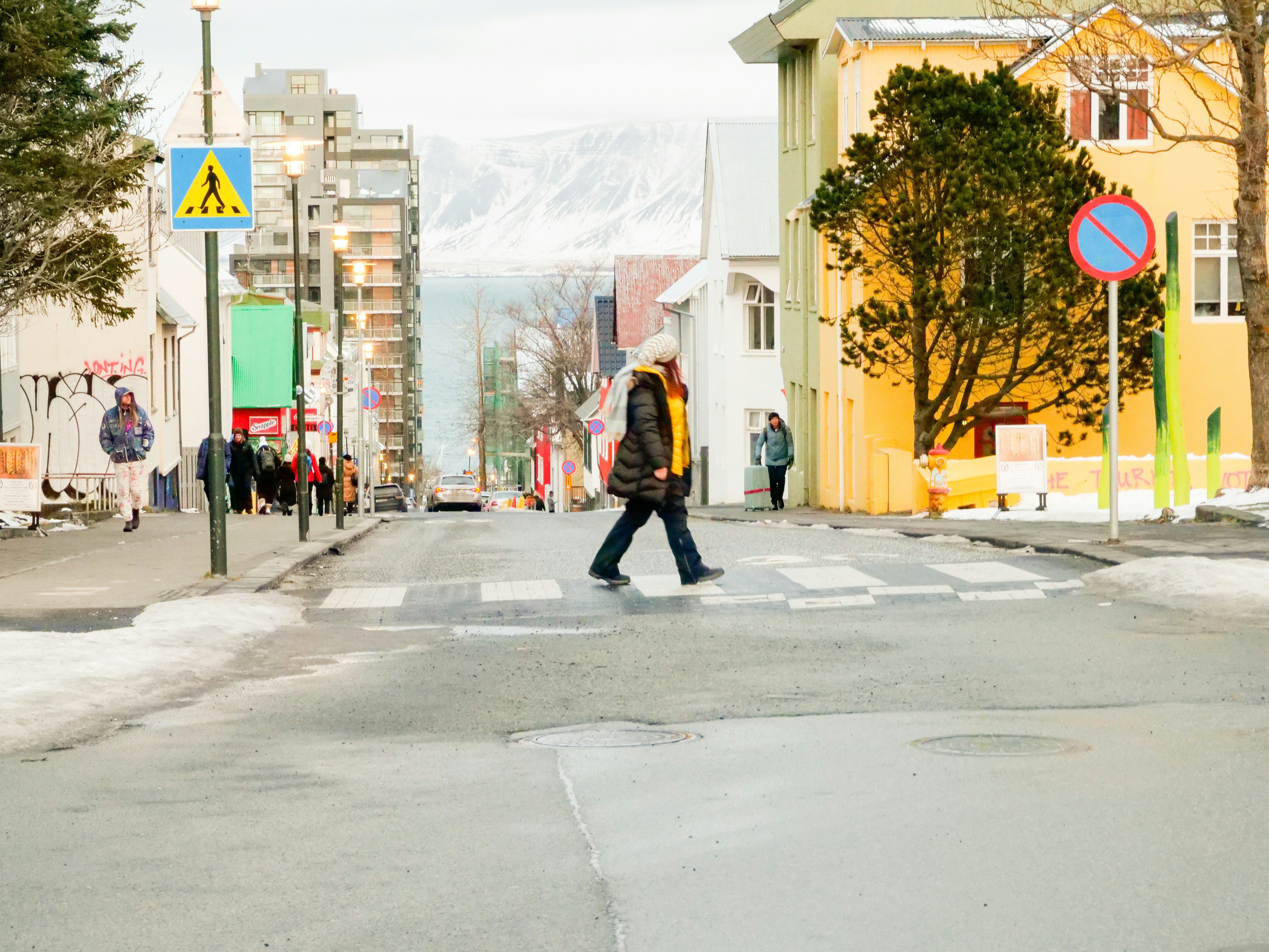 Crosswalk Moment Under Arctic Light