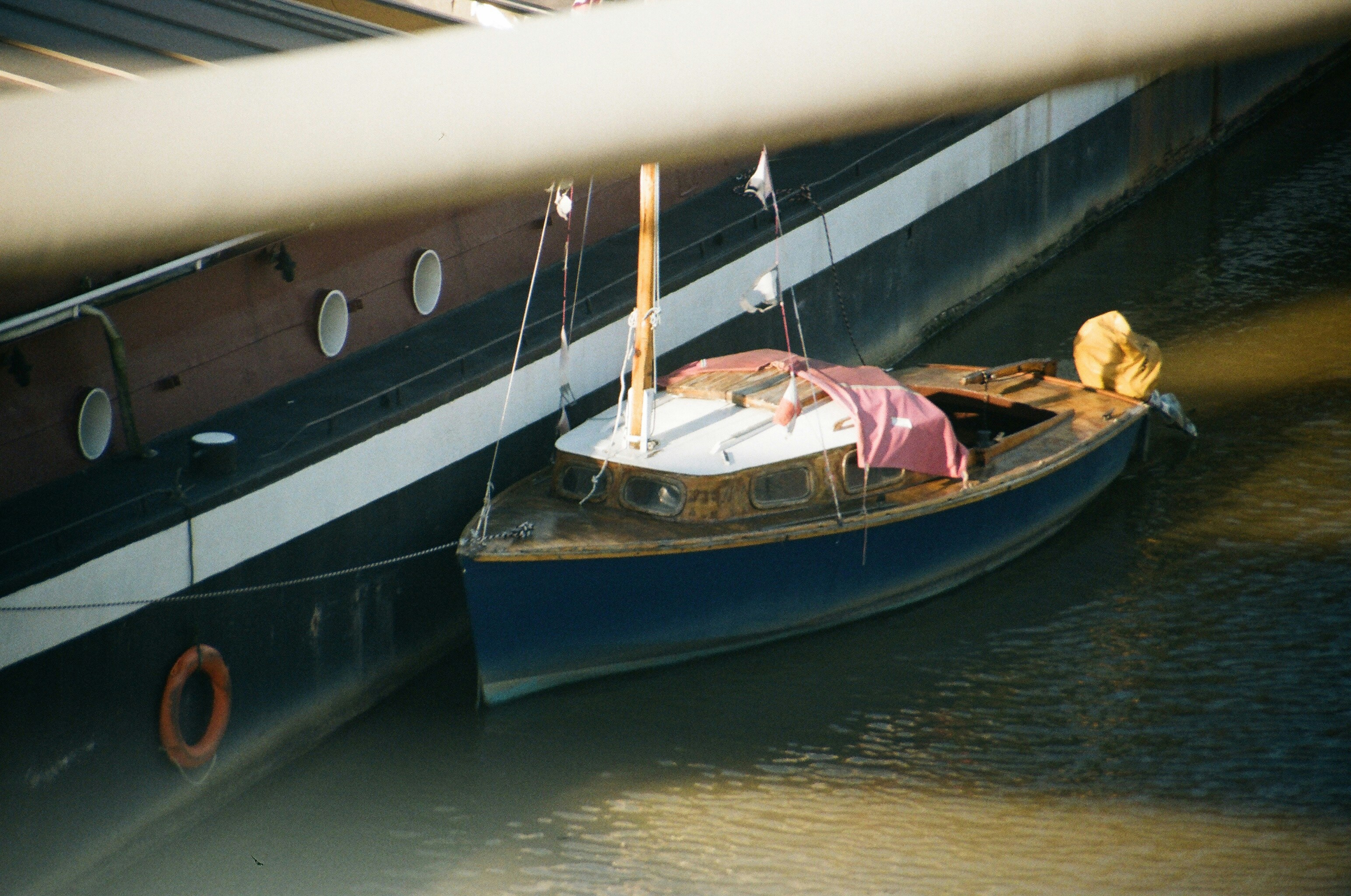 A small boat on the Vistula river in Krakow Poland