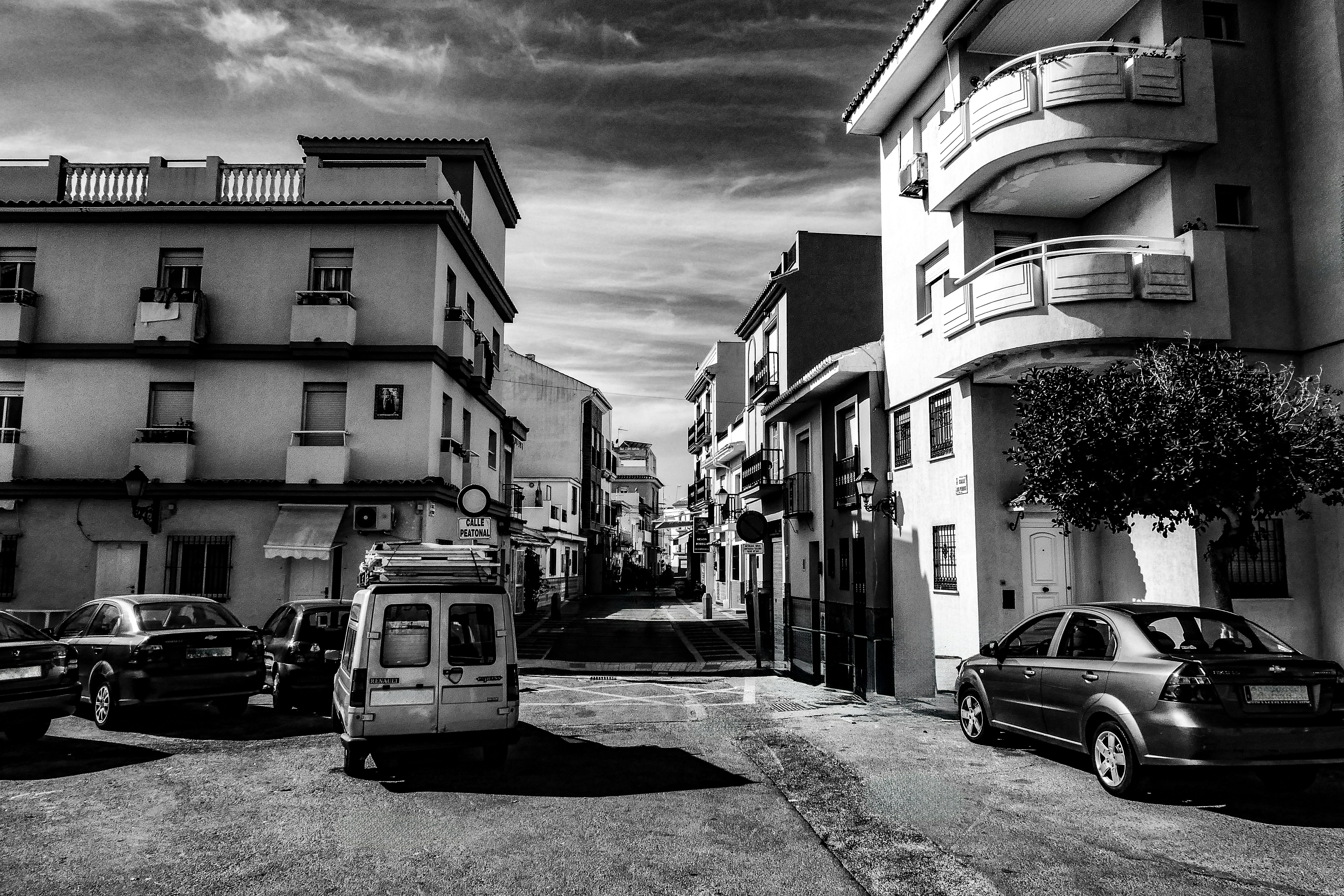 Vanishing Point Street: A Monochrome Urban Corridor