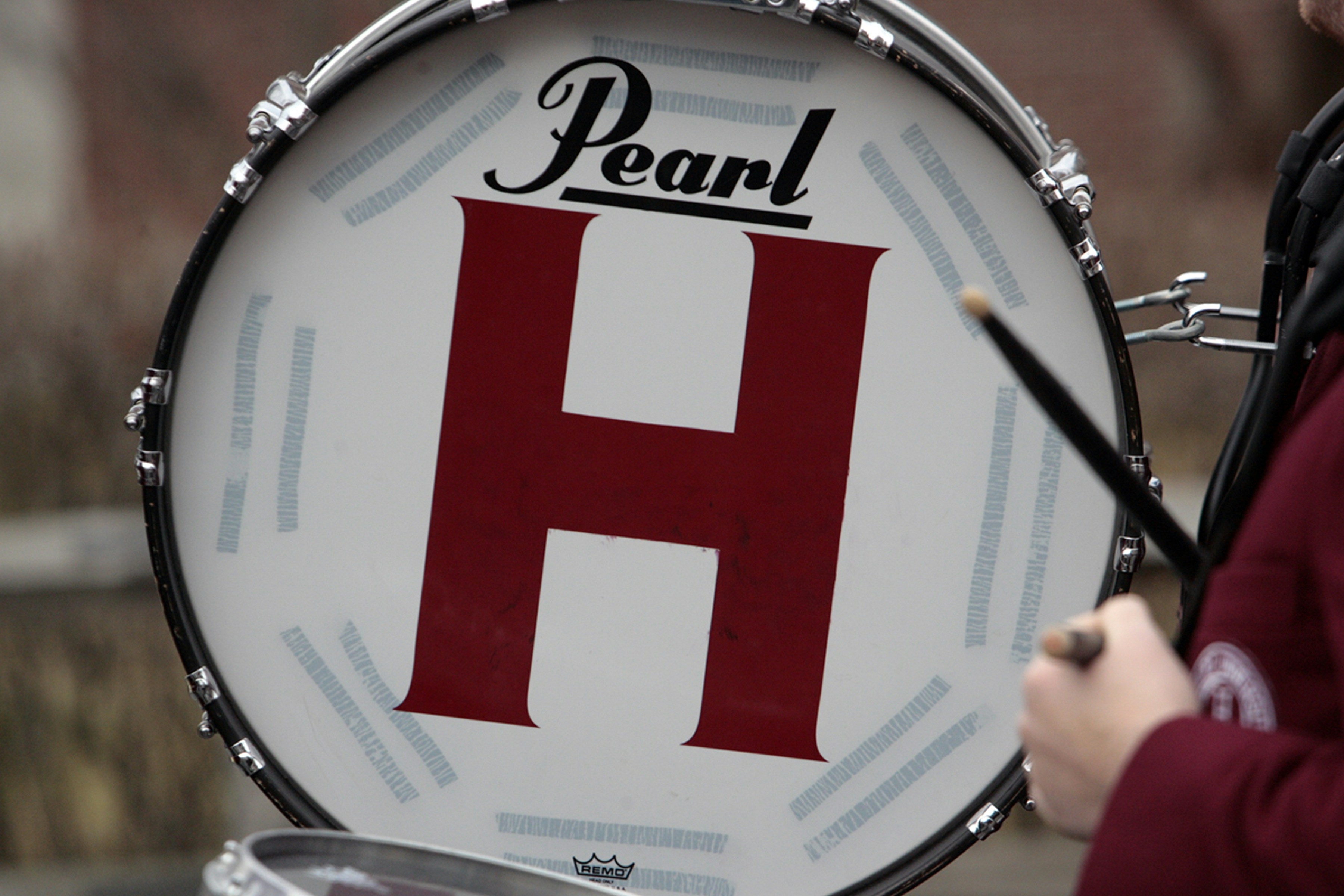 Bold Red H on Pearl Drum Front Banner