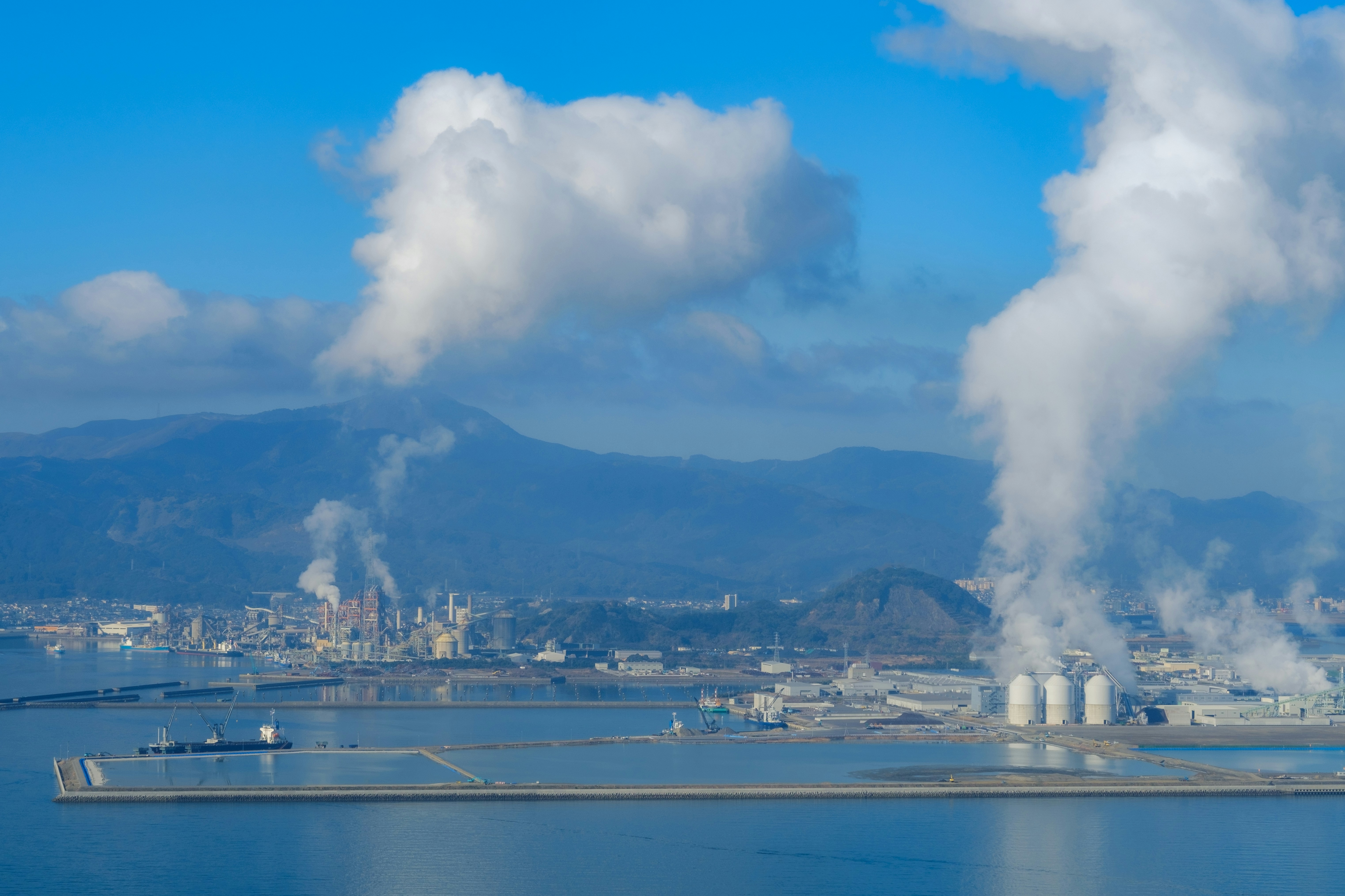 Blue Harbor Steam: A Coastal Refinery in Quiet Light