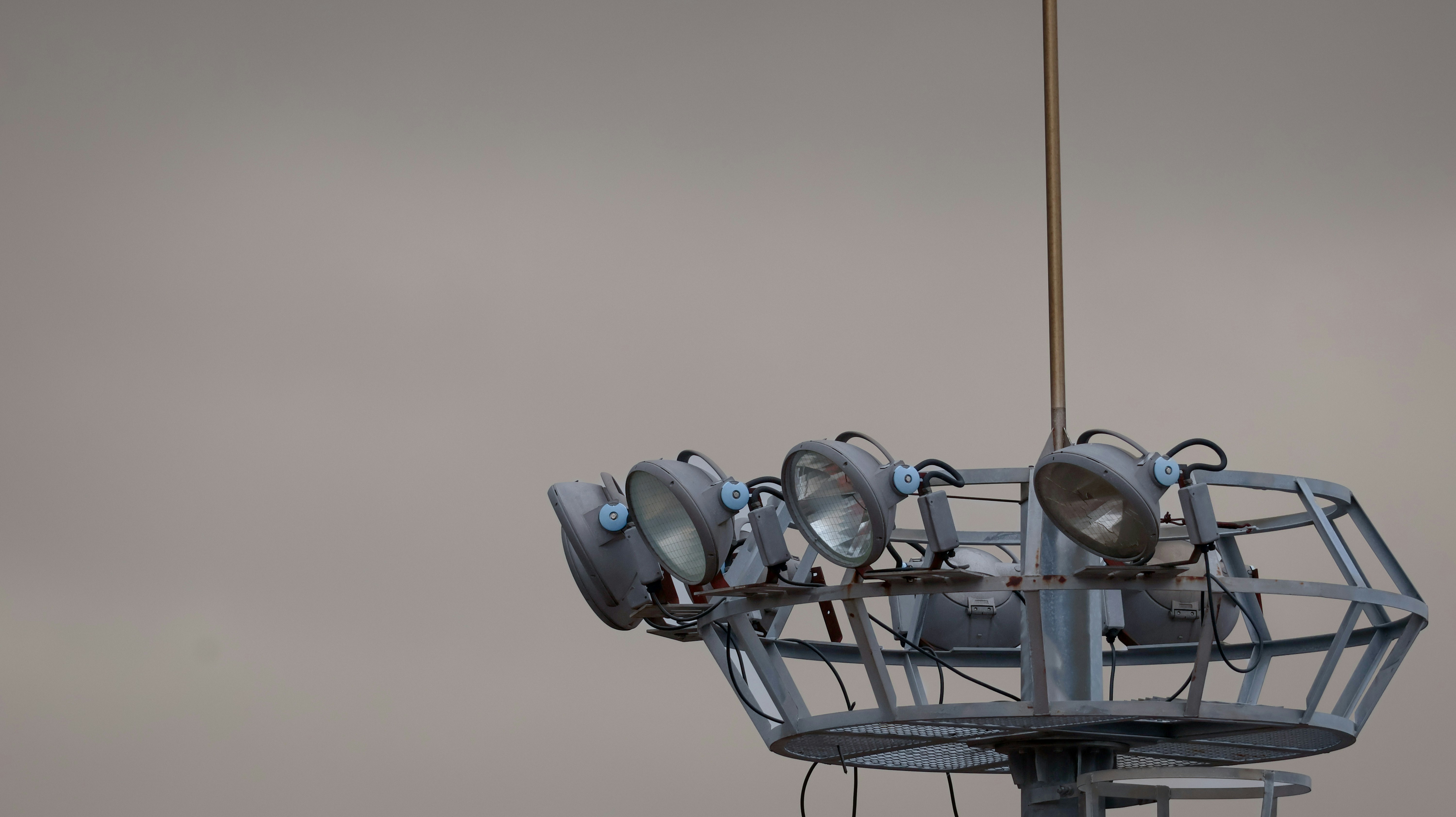 Overcast Floodlight Crown on a Stadium Mast