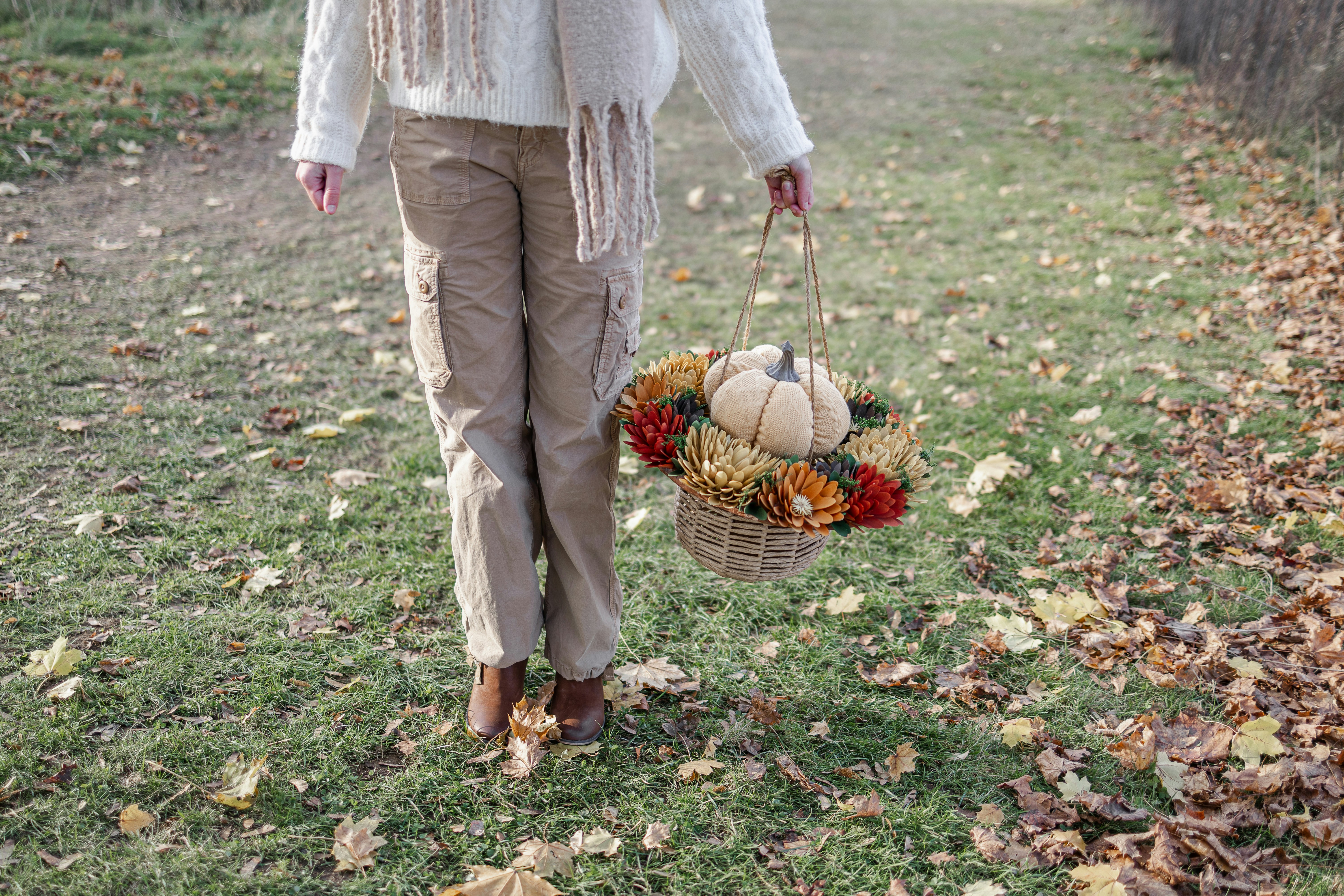 Harvest Carry: Autumn Walk with a Wicker Basket