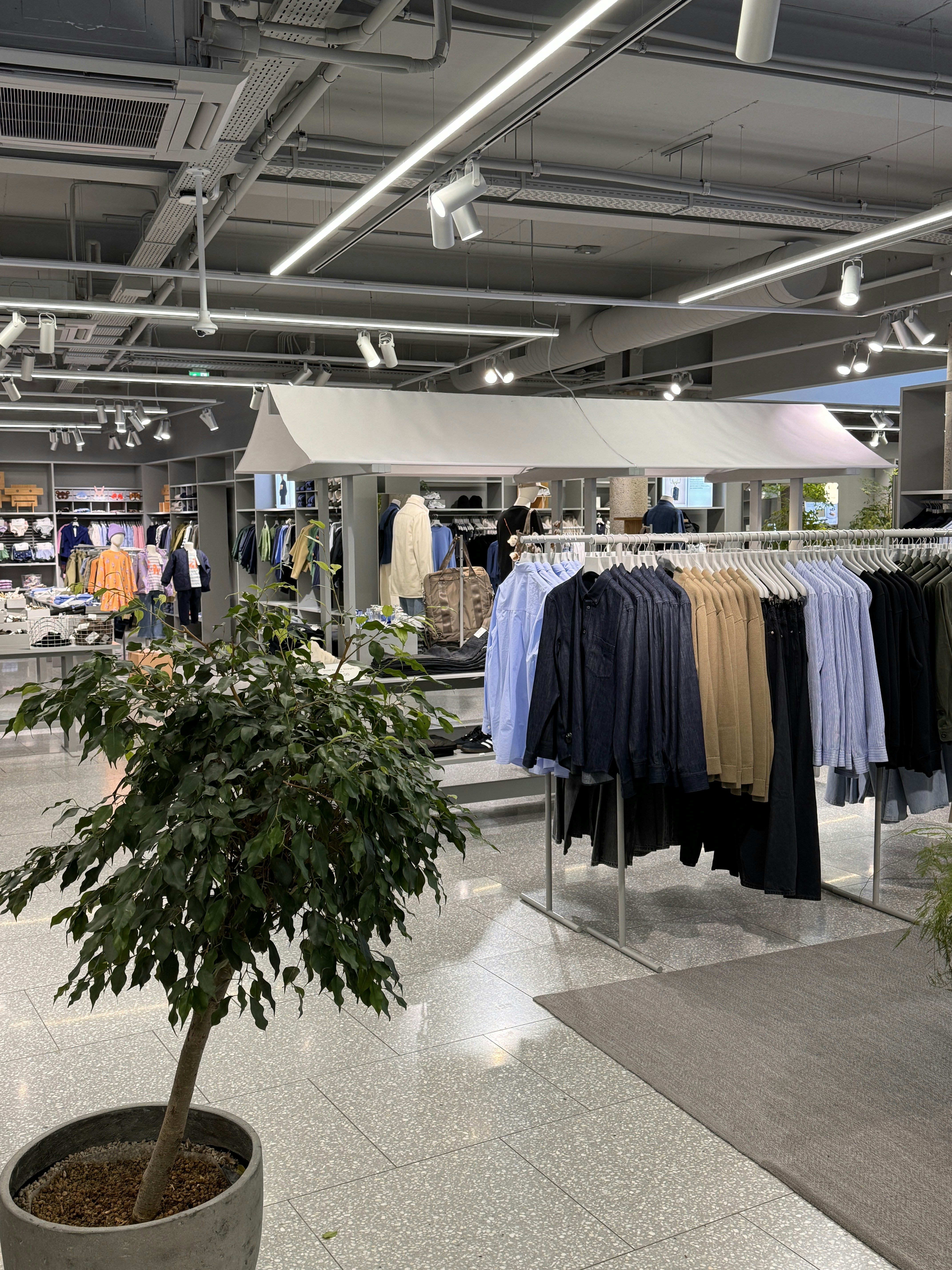 Under Soft Perimeter Lights: A Quiet Wardrobe Row in a Modern Boutique