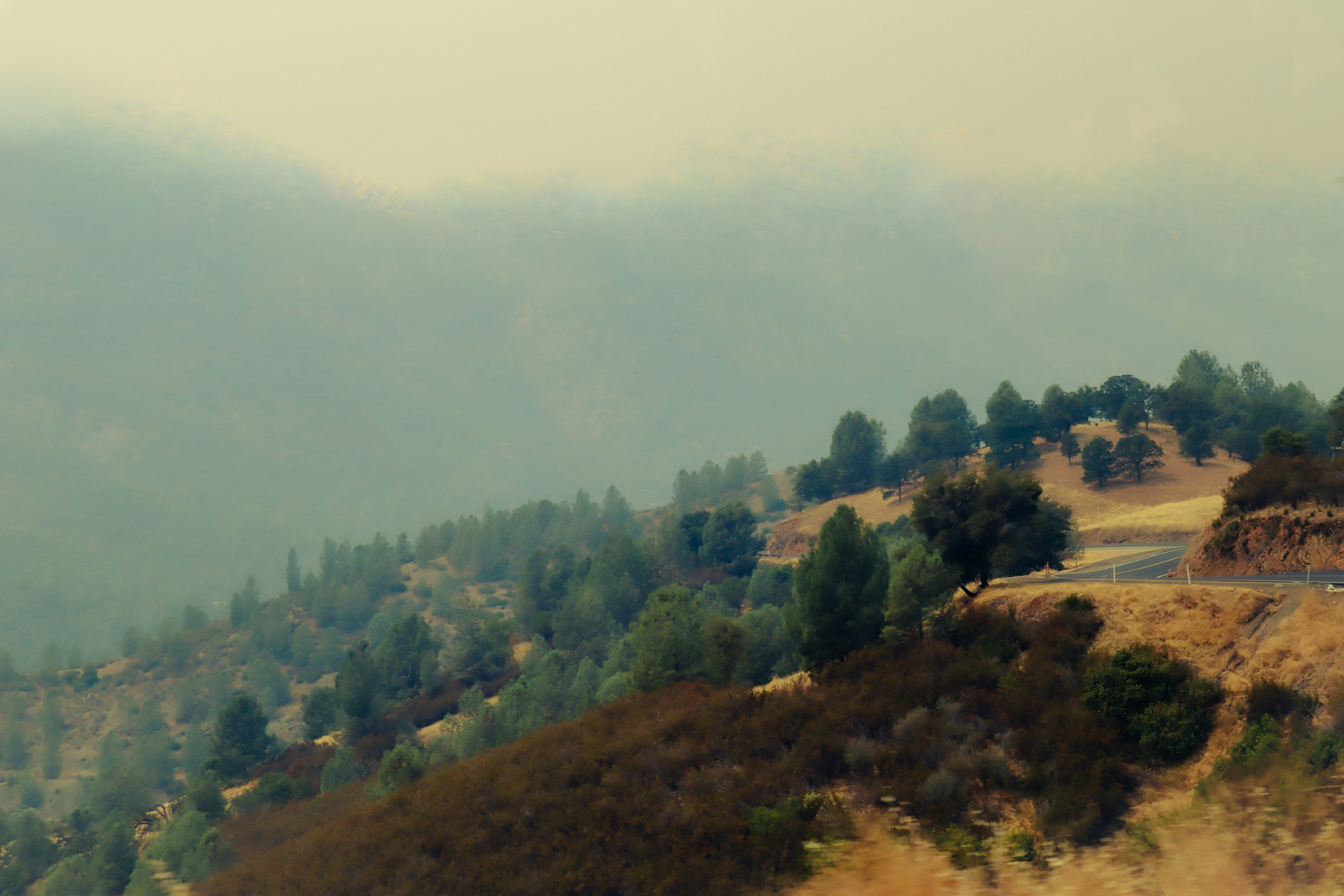 Ridge Crest Road Beneath Evening Mist