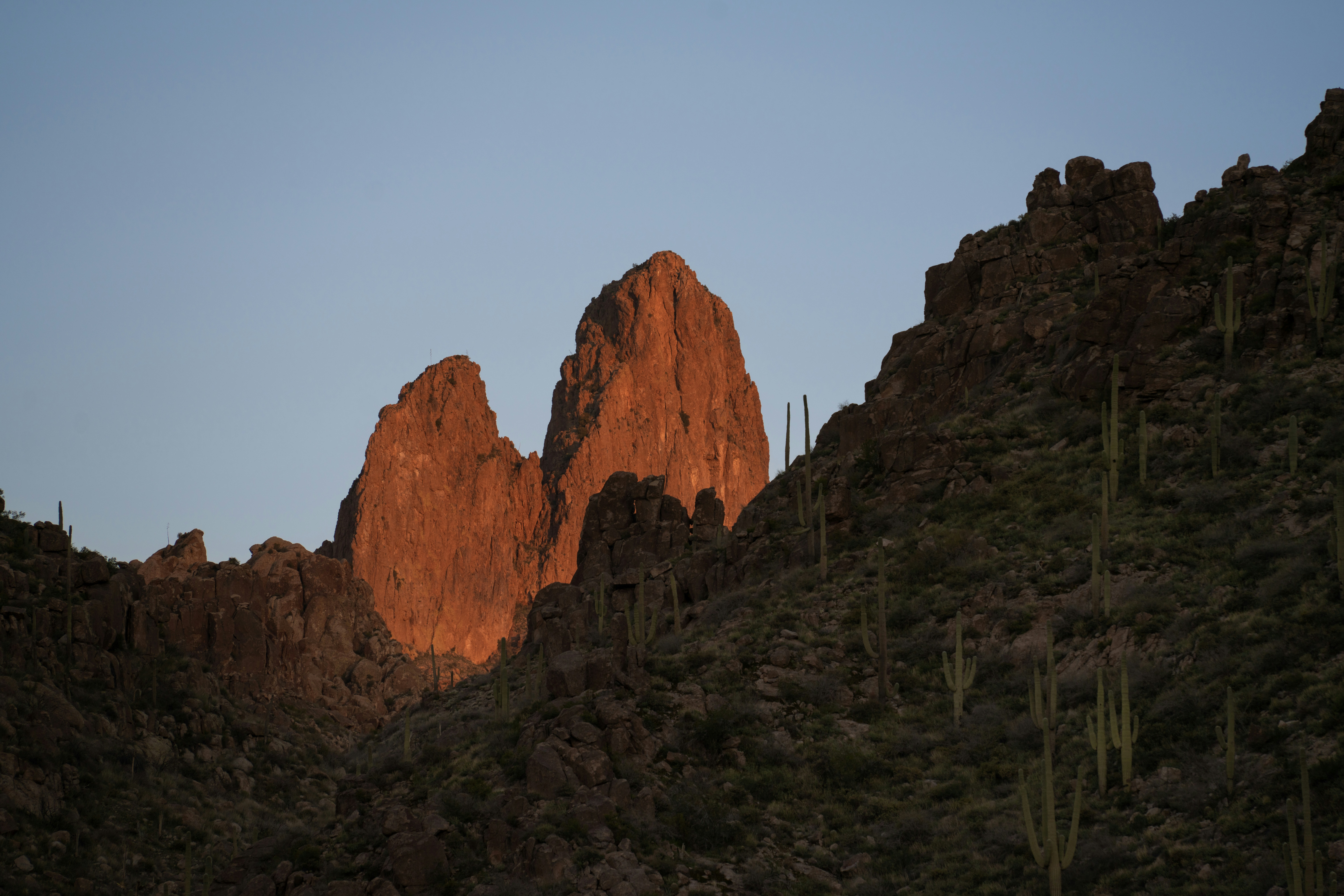 Ember Peaks: Sunset Light on Desert Spires