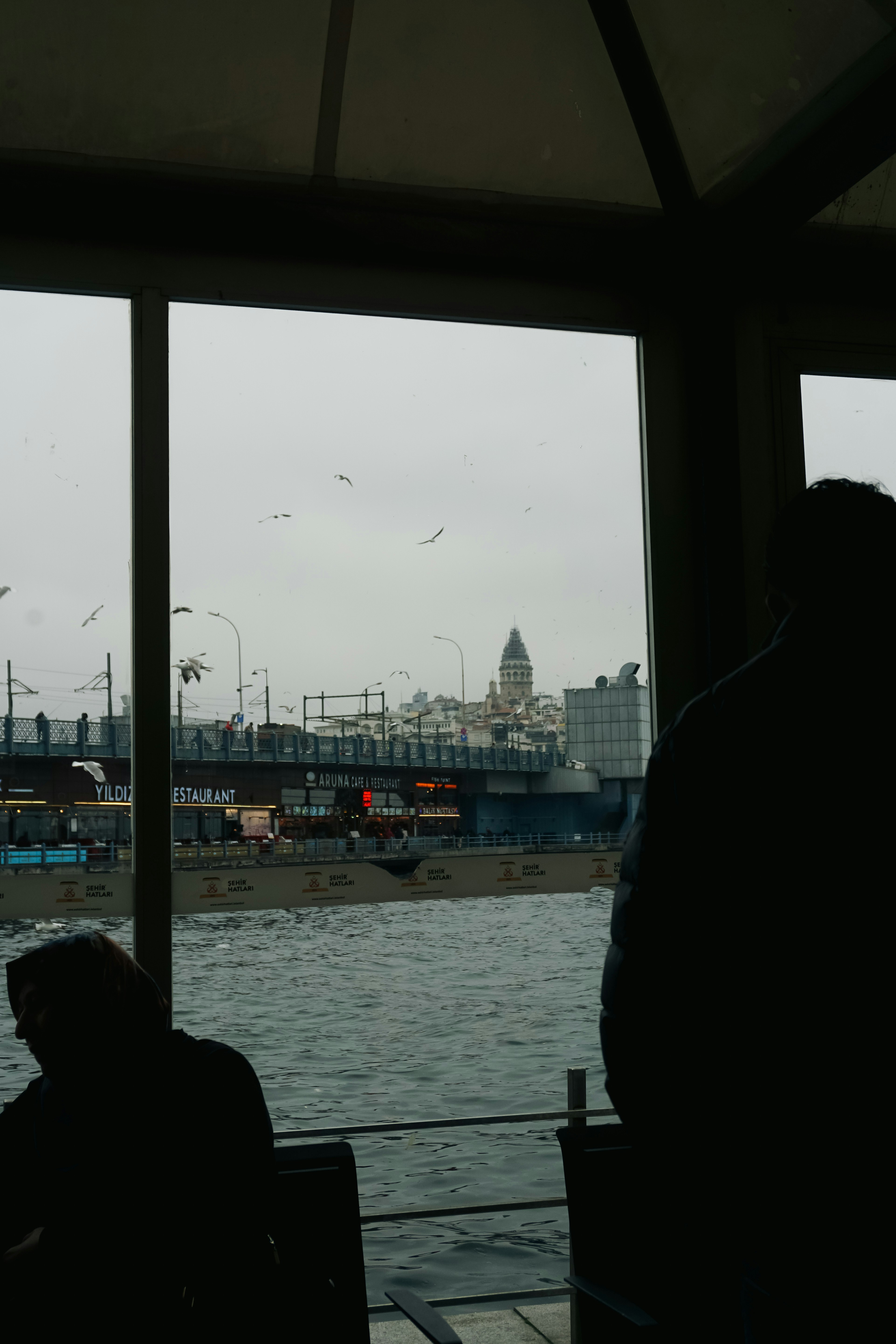Distant Dome on the Bosphorus: silhouettes frame a city skyline from a ferry