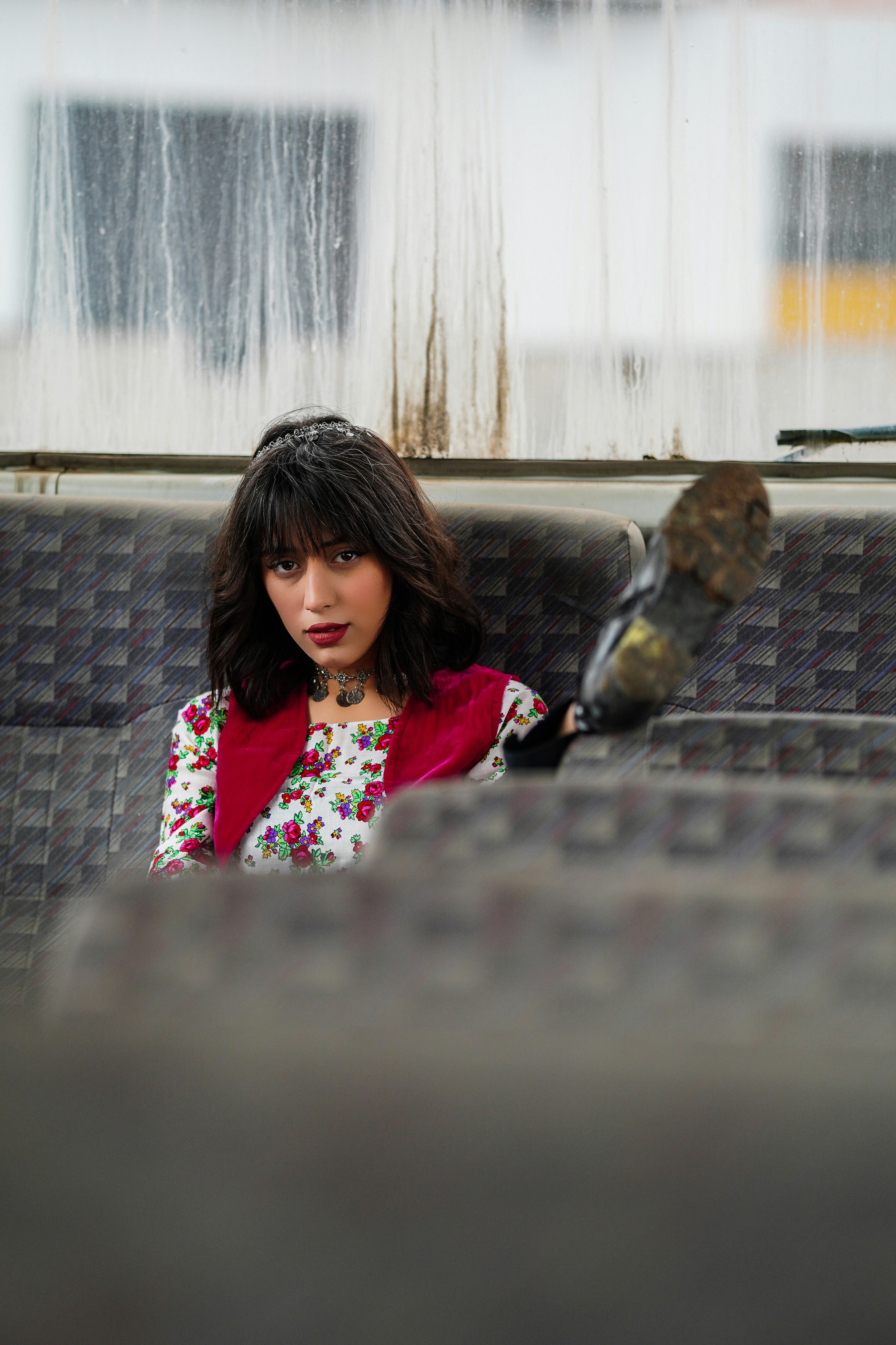 Midnight Bloom on an Empty Bus Seat