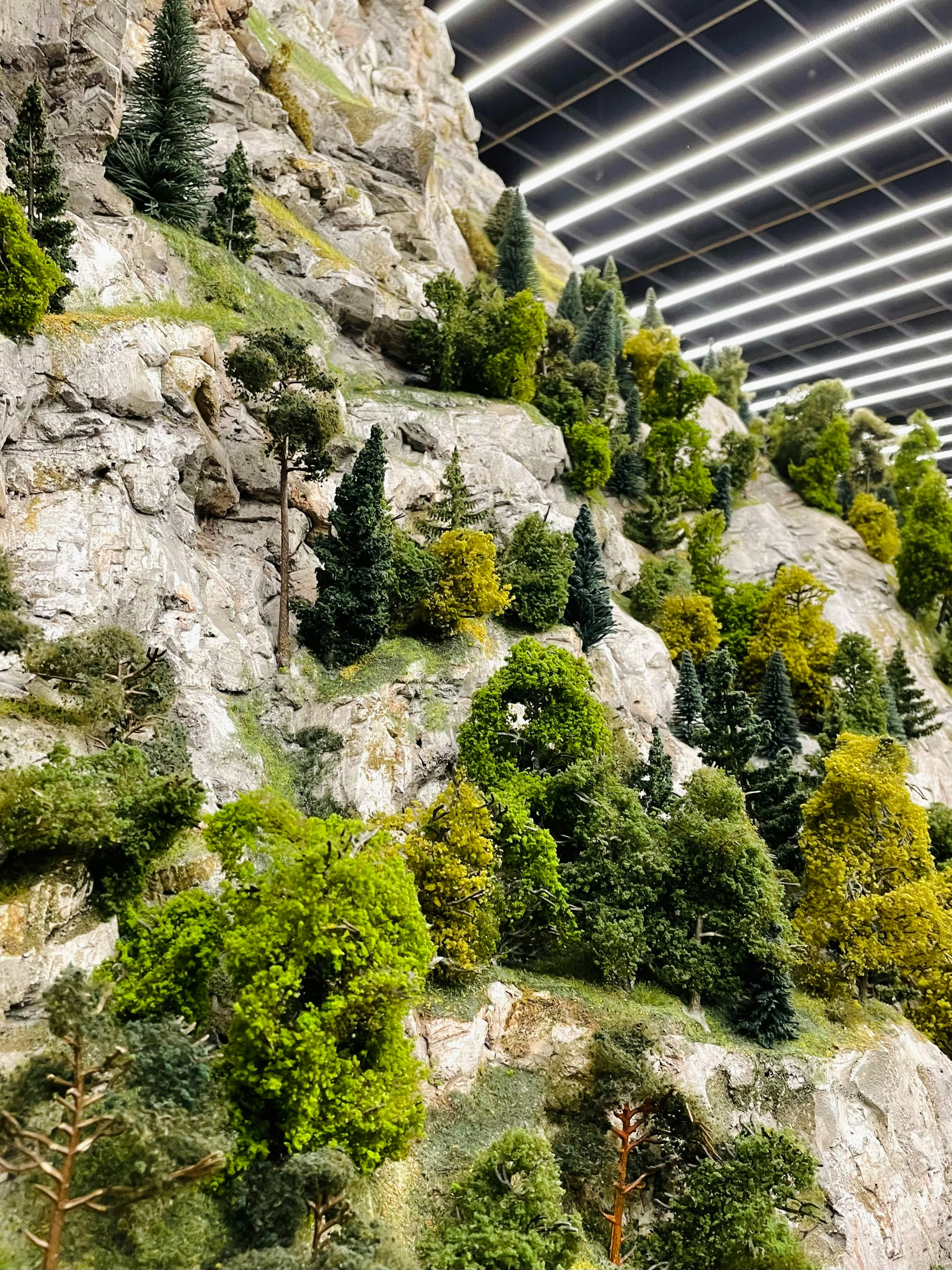 a model of a mountain with trees on it