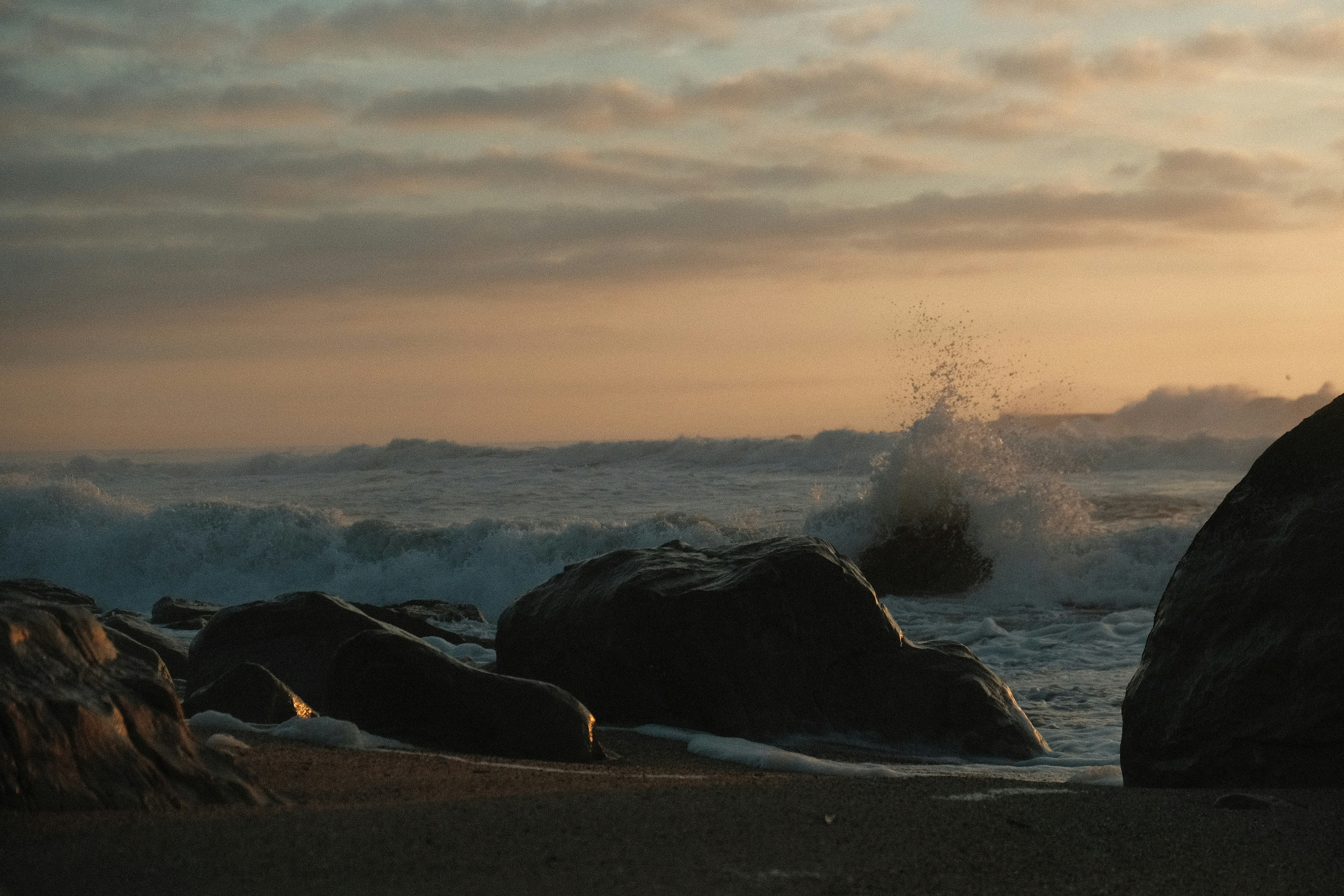 Sunset Waves Crashing Against Rocky ShorelinePedro Vieira