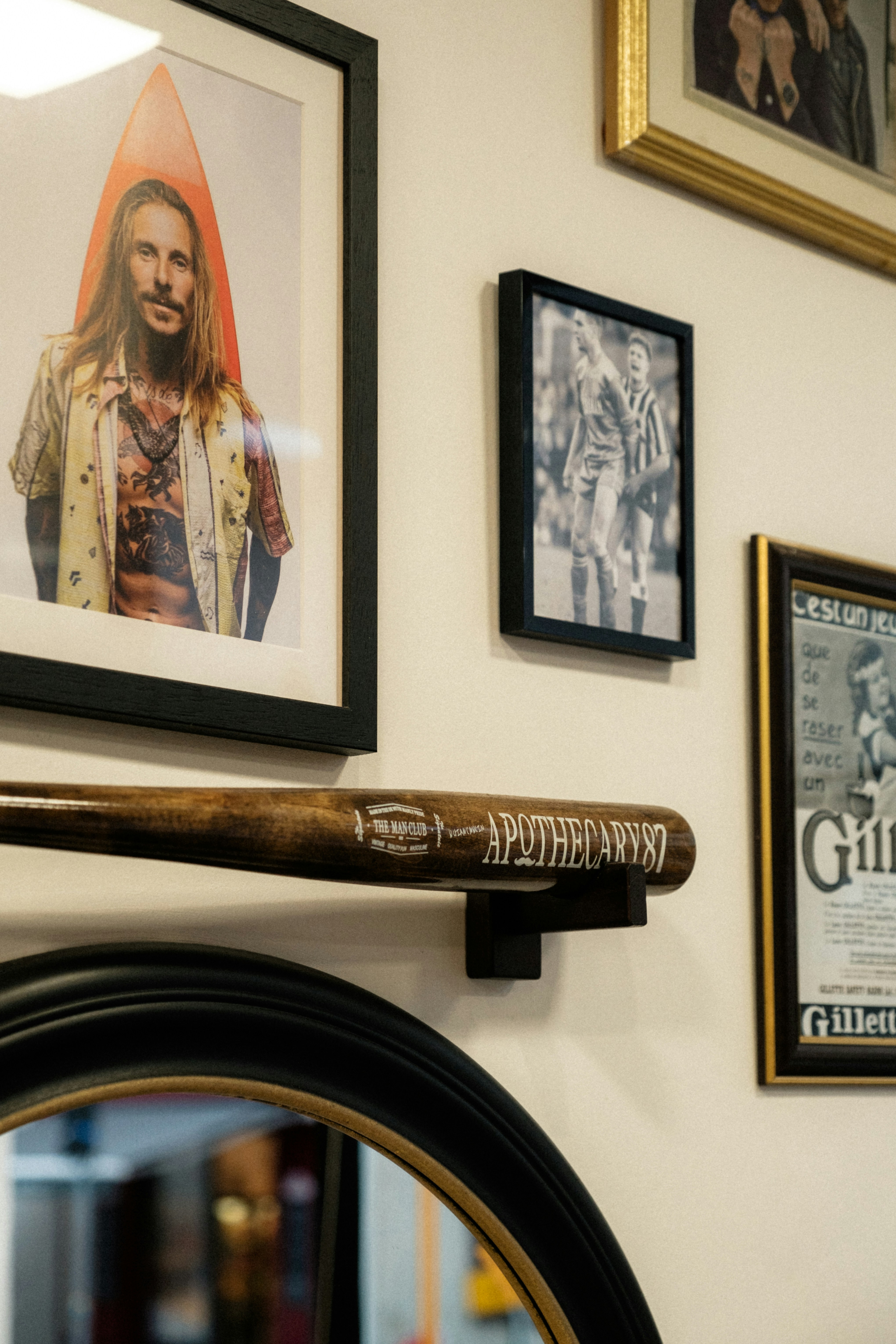 A picture of a man with long hair and a beard hanging on a wall photo ...