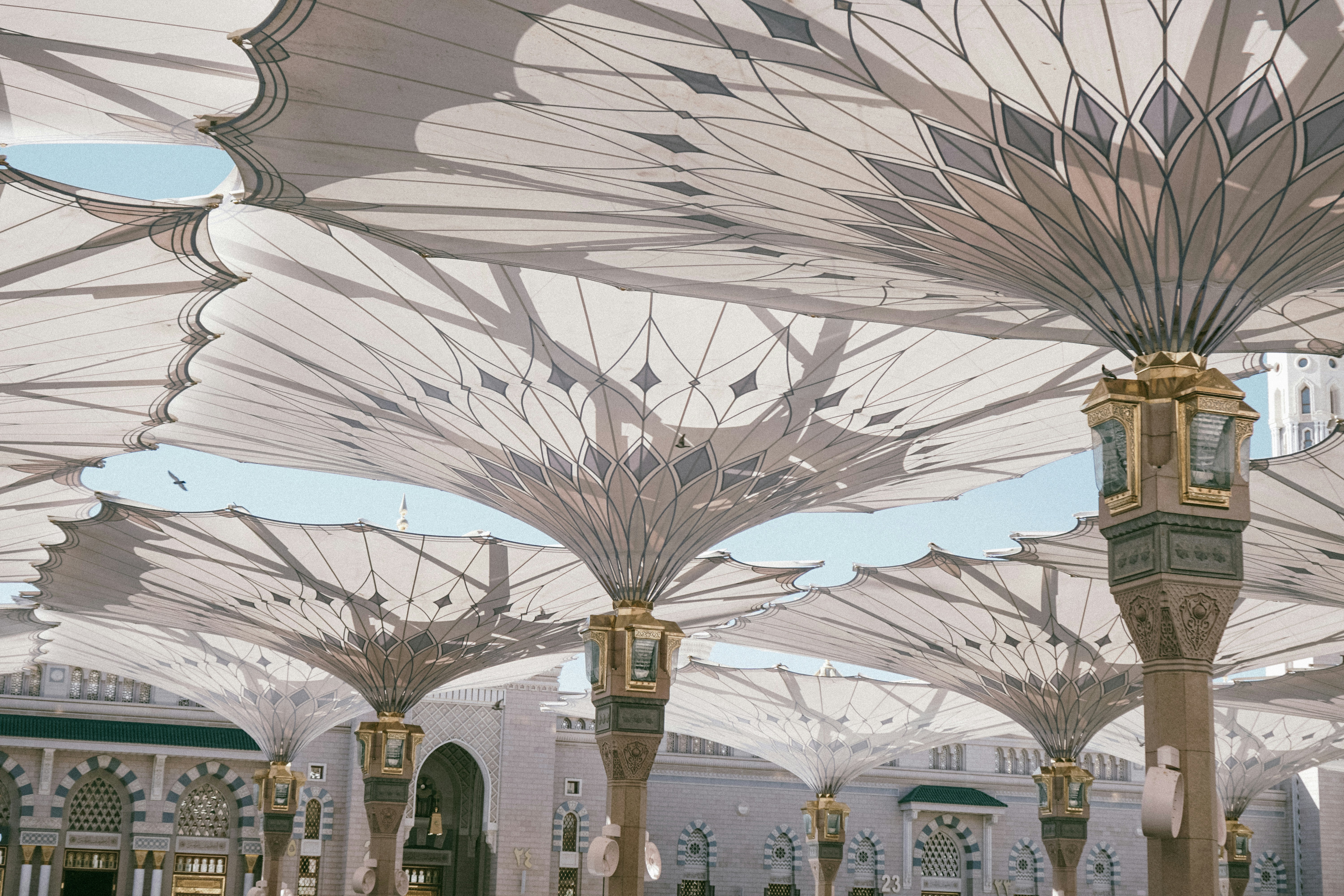 A bunch of umbrellas that are inside of a building photo – Free Grey ...