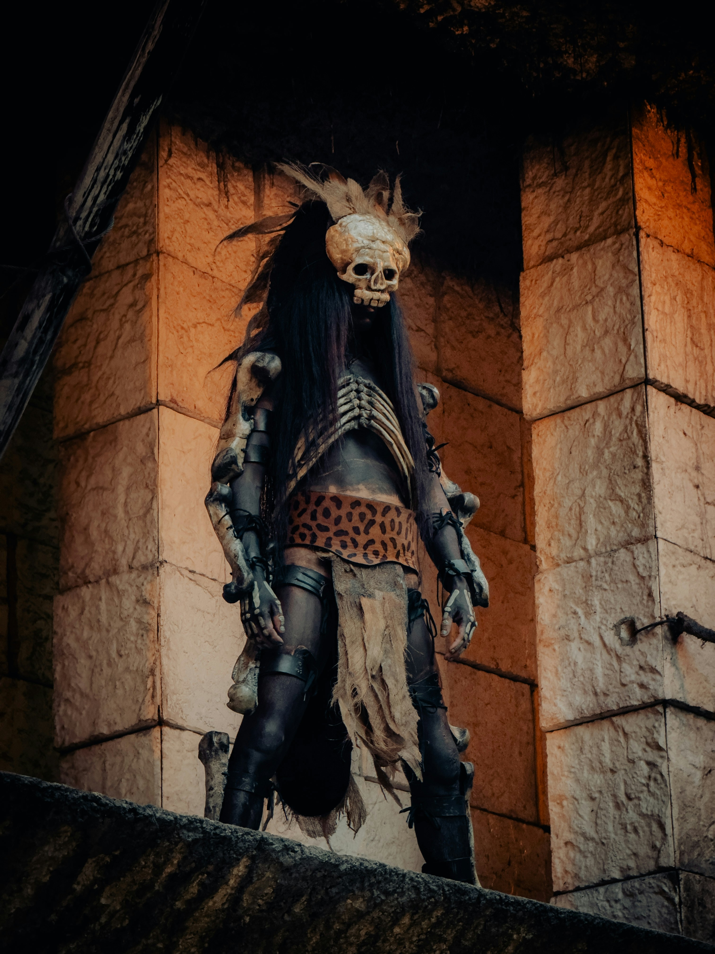 Nocturnal Aegis: Skeleton Warrior Guarding Ruins