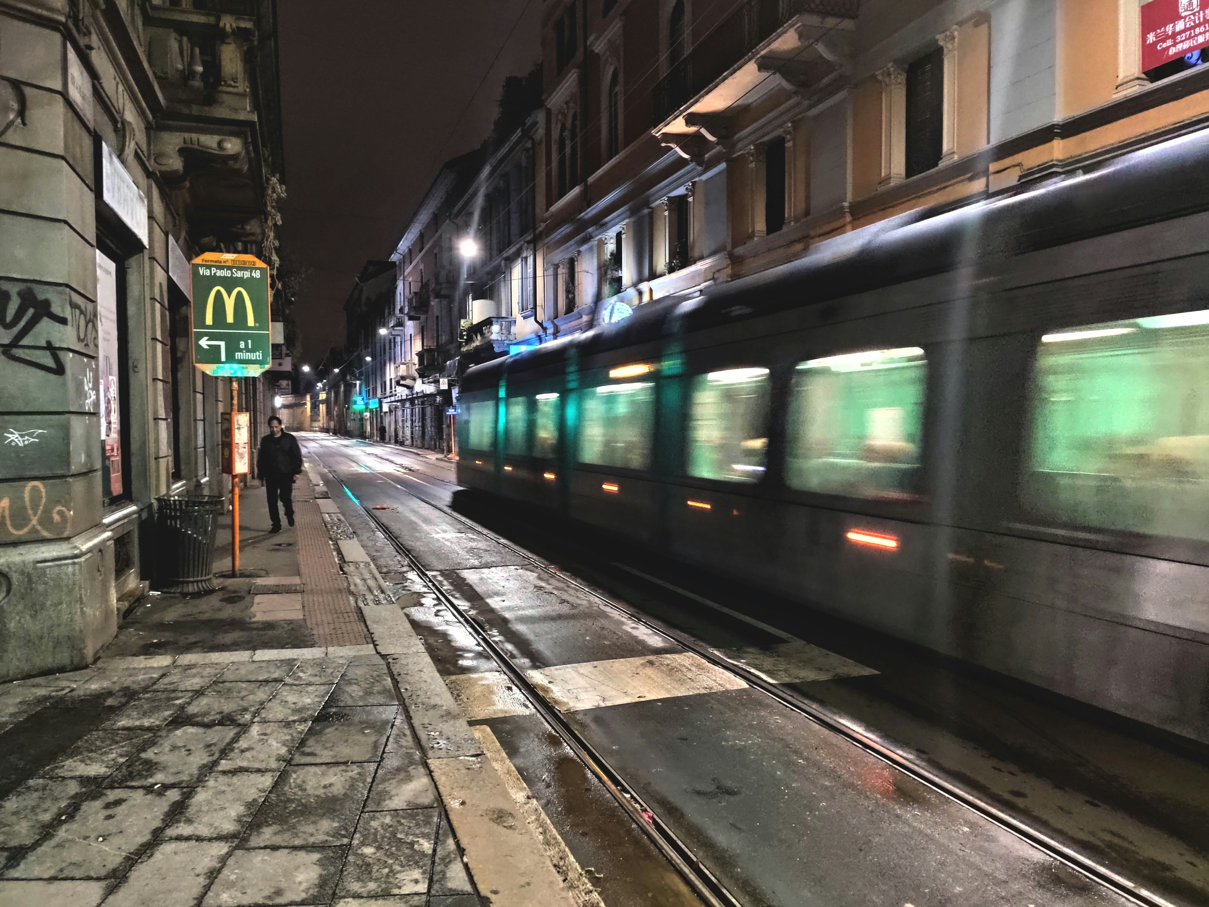 Night Tram on a Wounded Street