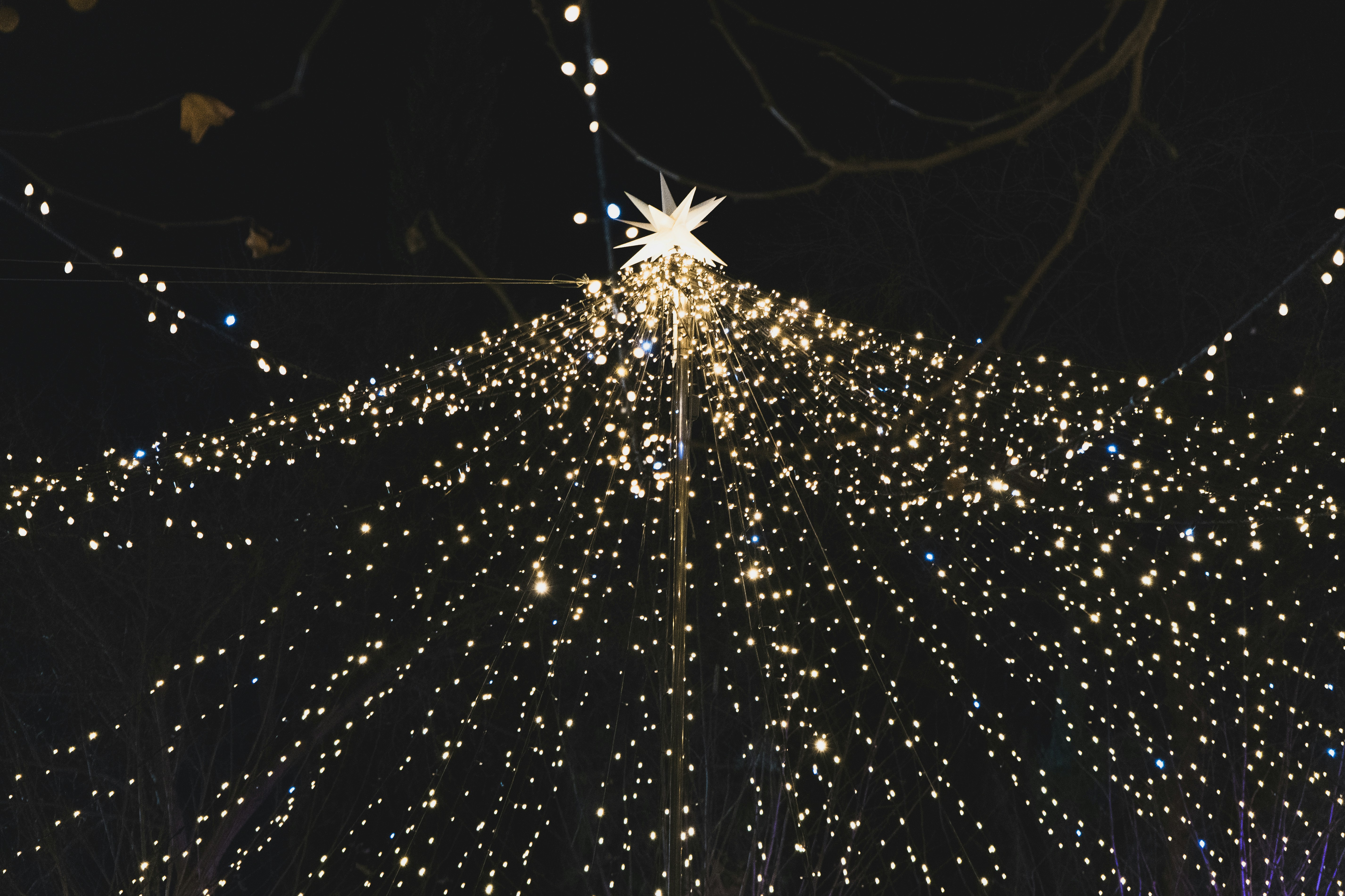 A large lighted star on top of a building photo – Free Christmas Image ...