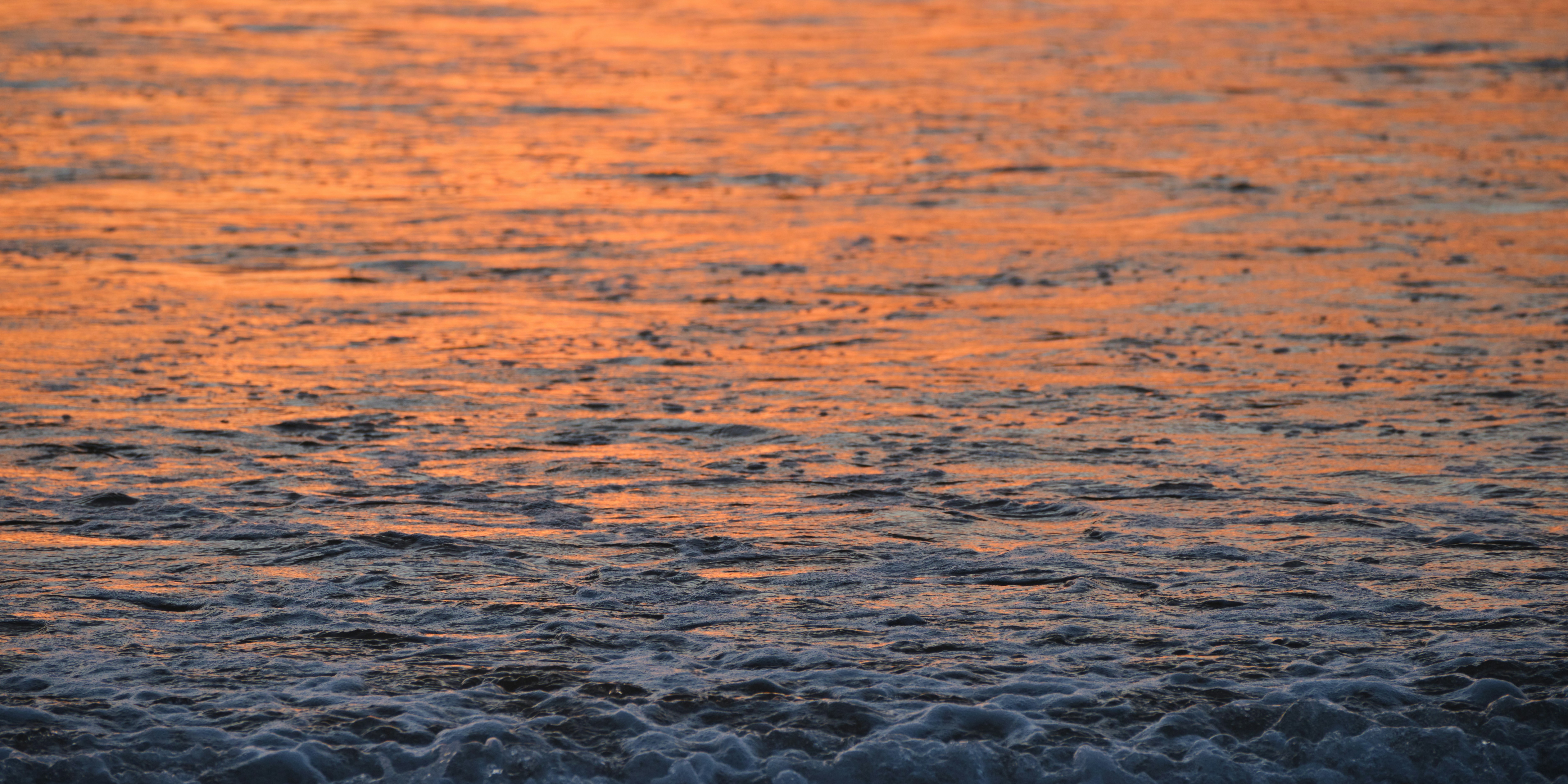 A body of water with waves coming in at sunset photo – Free Java Image ...