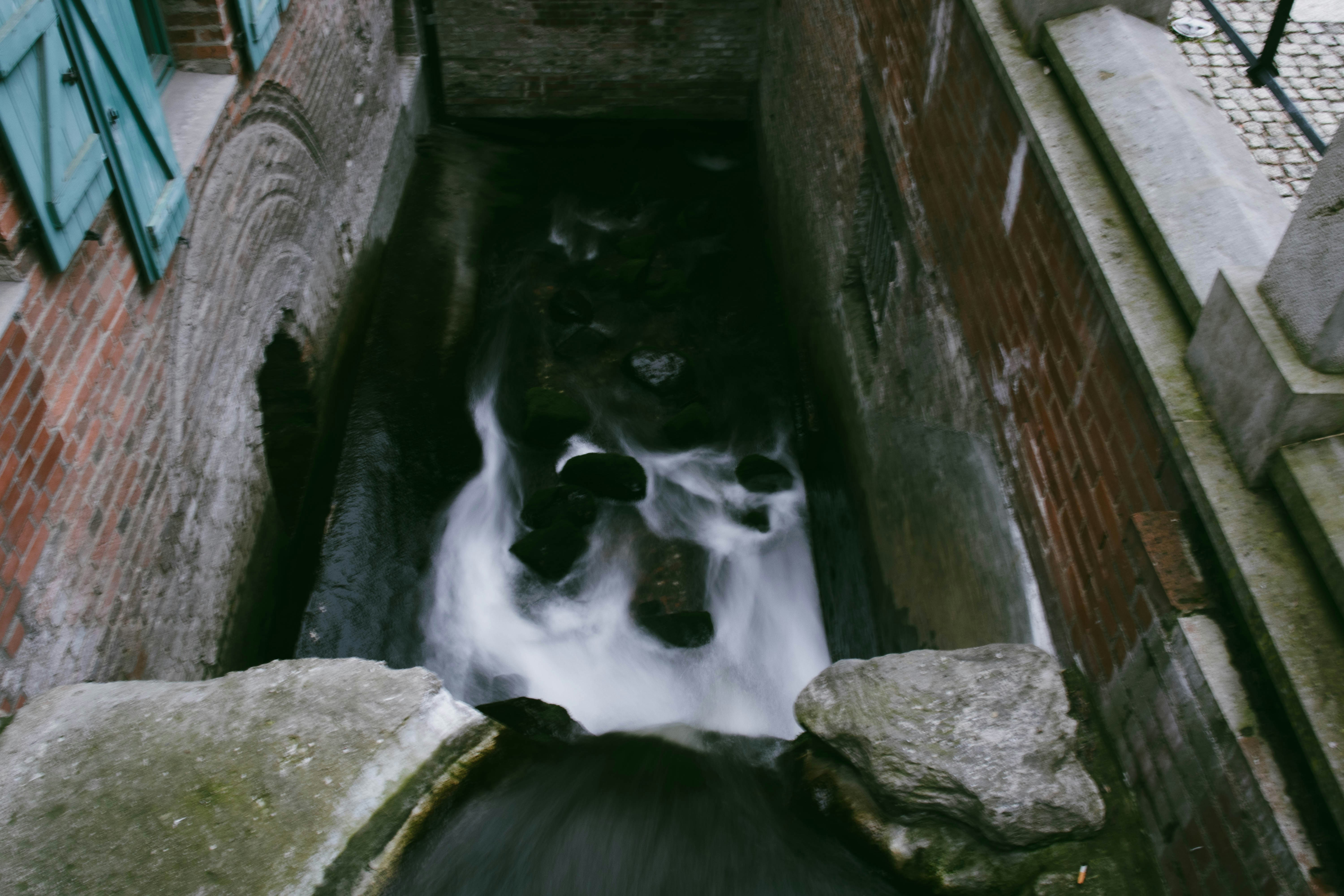 Churning Water Below an Urban Bridge