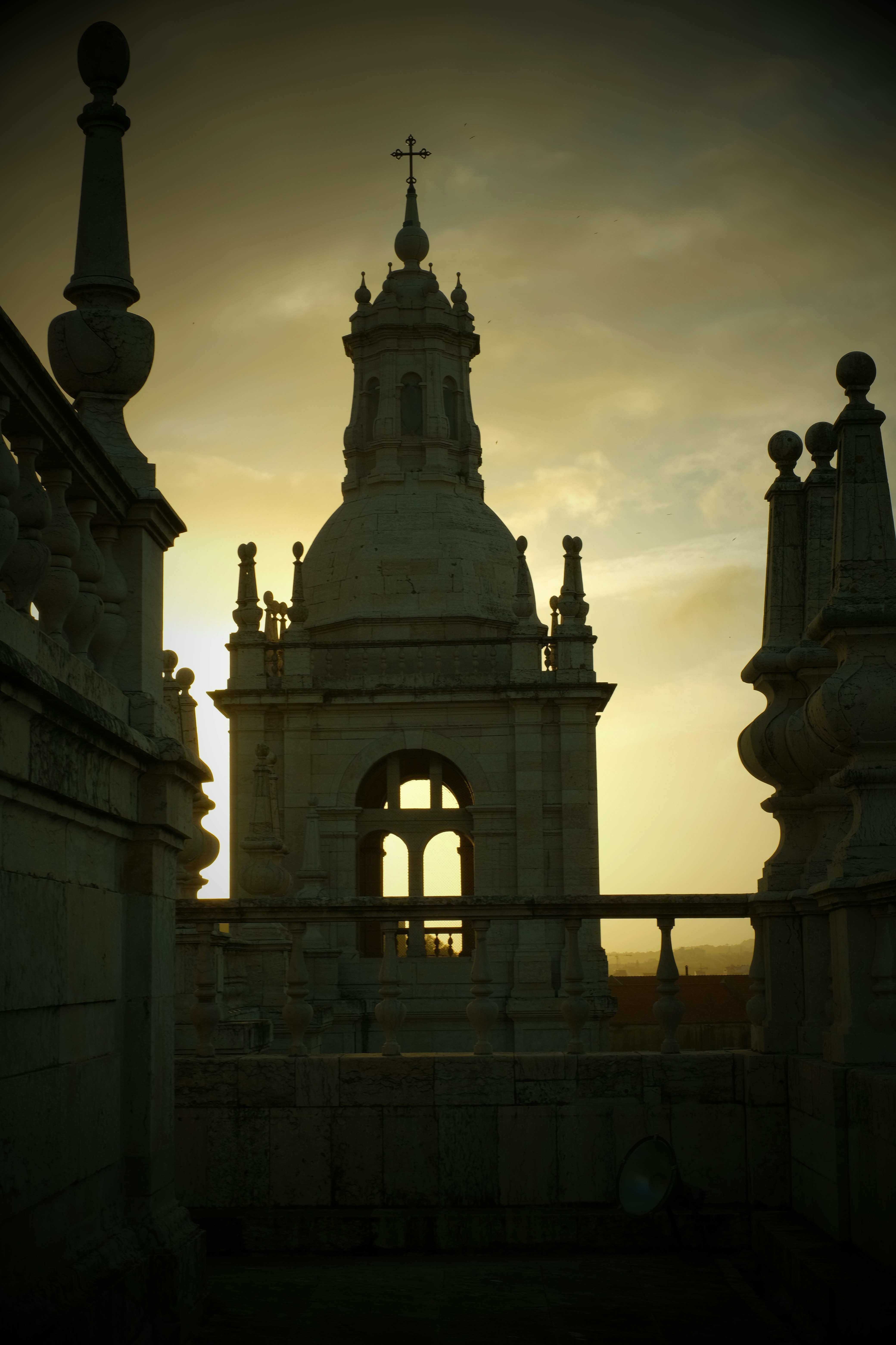 Dusk Dome in Profile: Baroque Spires Framed by Golden Hour Light