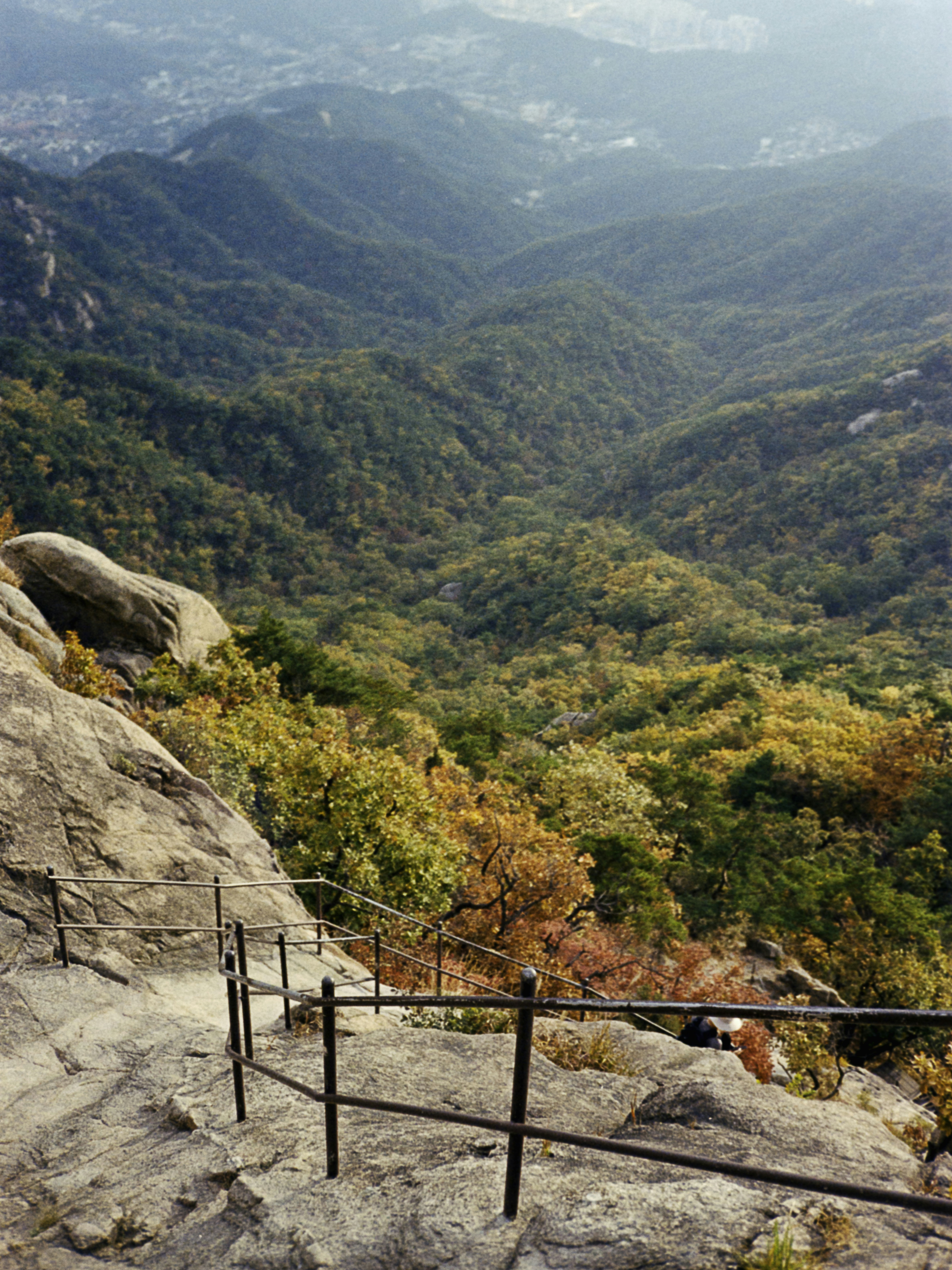 A hiking trail in Bukhansan National Park in South Korea