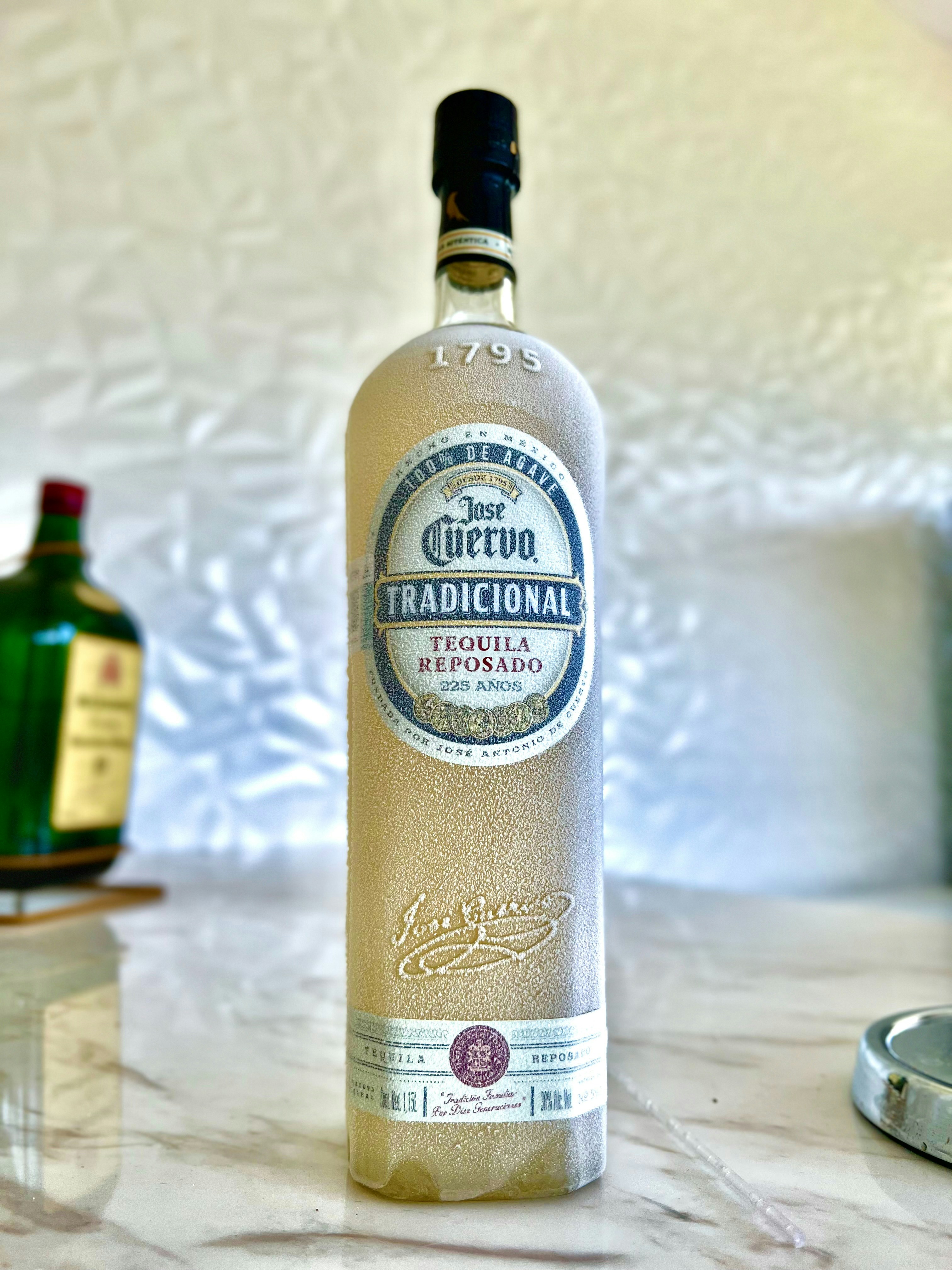 Frosted Tequila Portrait: Jose Cuervo Tradicional on a Marble Bar