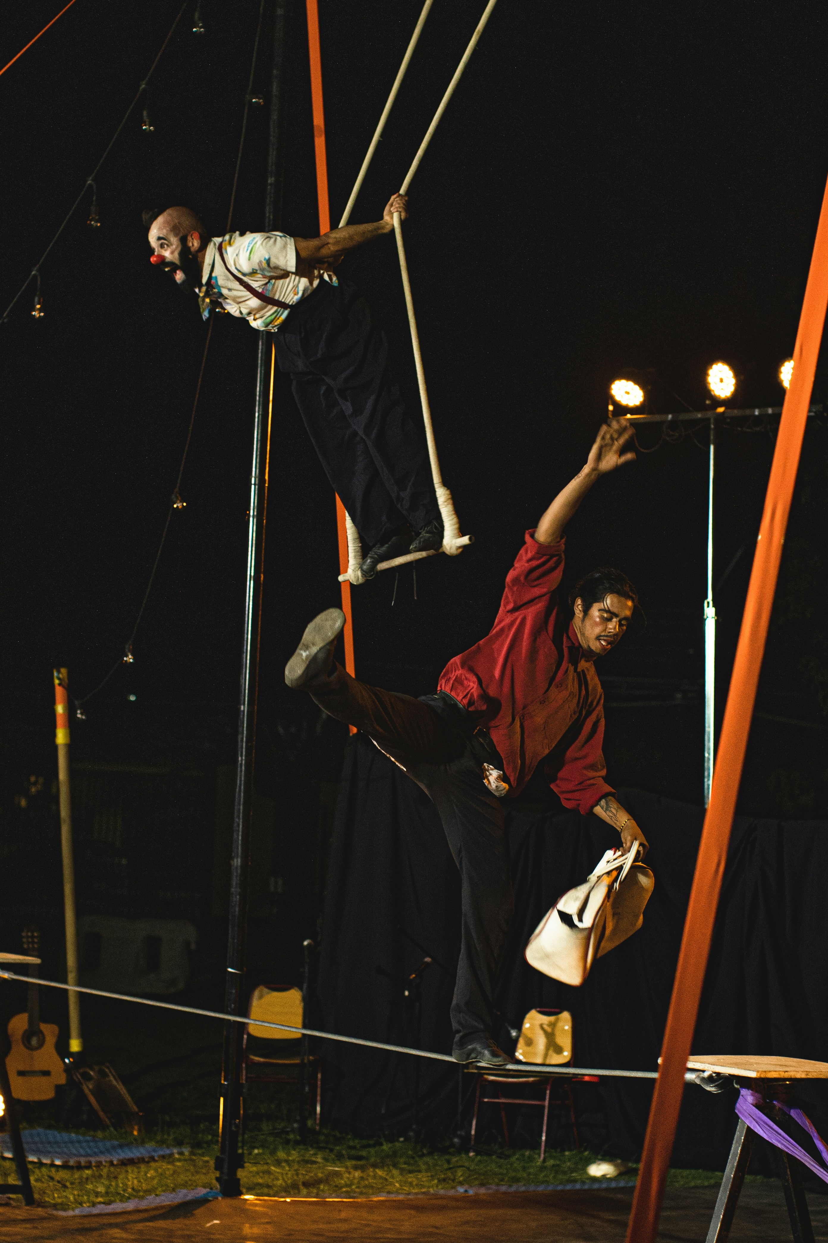 Two men doing tricks on a rope course photo – Free Adult Image on Unsplash