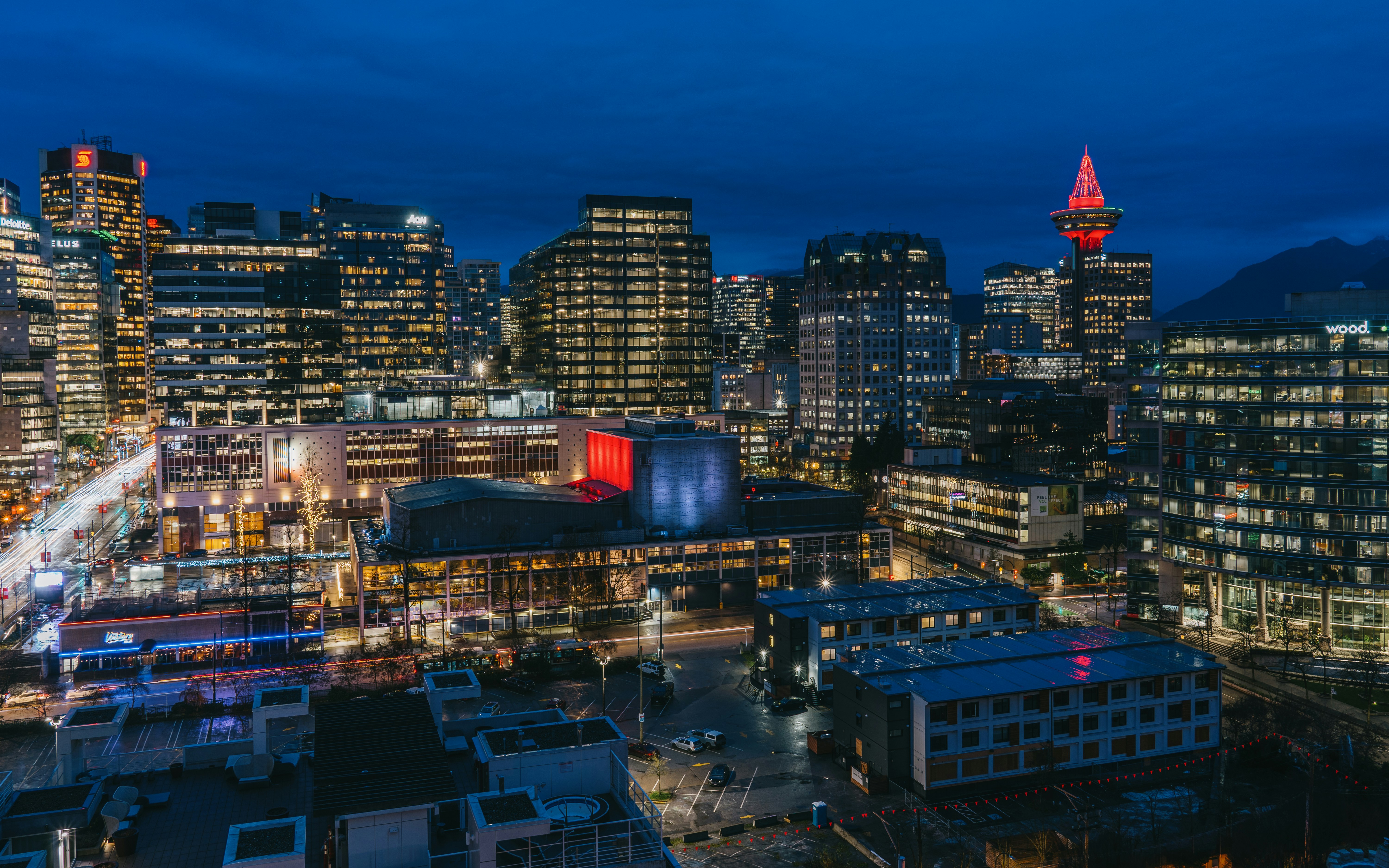 A view of a city at night from a high rise photo – Free Vancouver Image ...