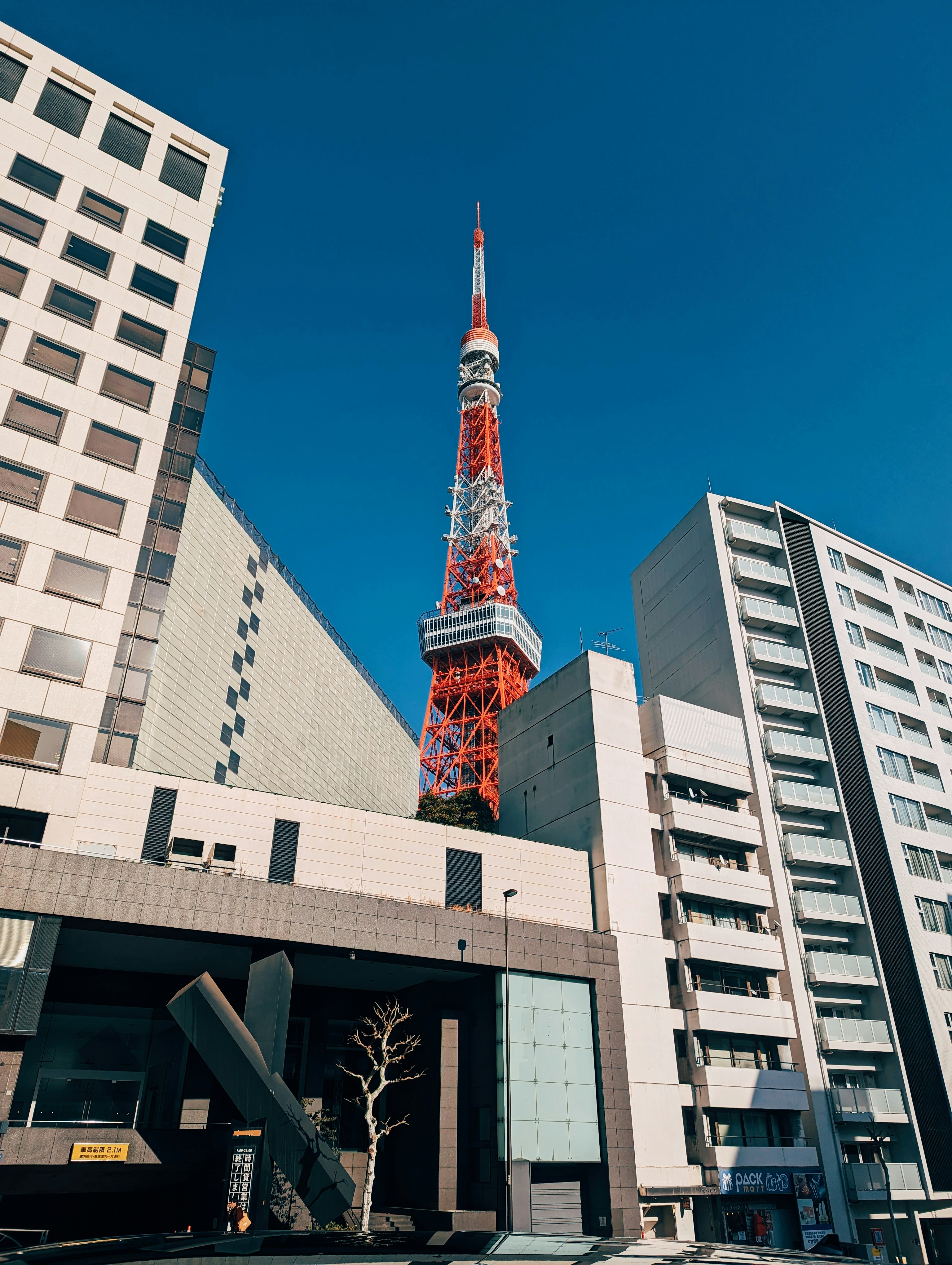 A very tall tower towering over a city next to tall buildings photo ...