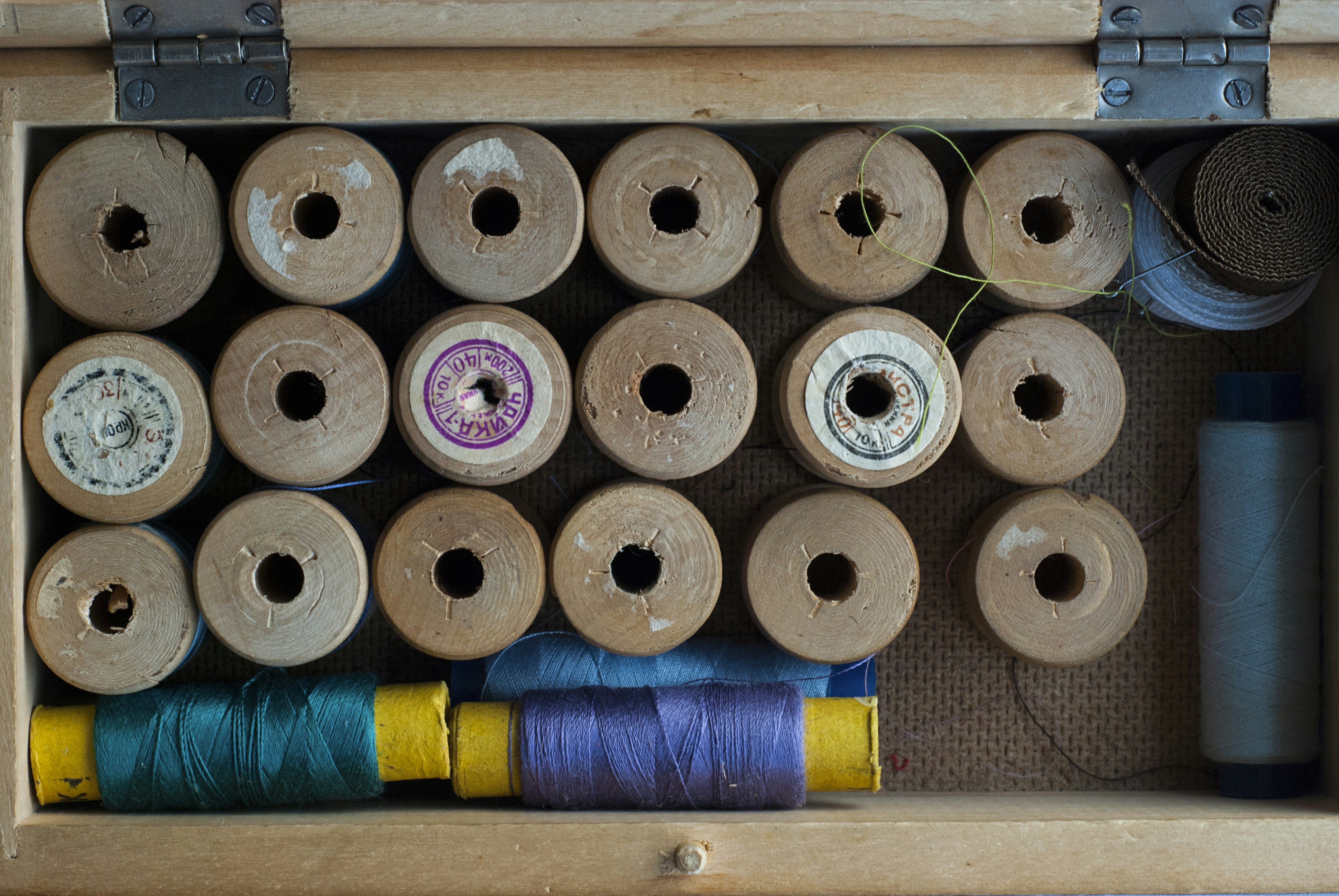 Box of thread spools
