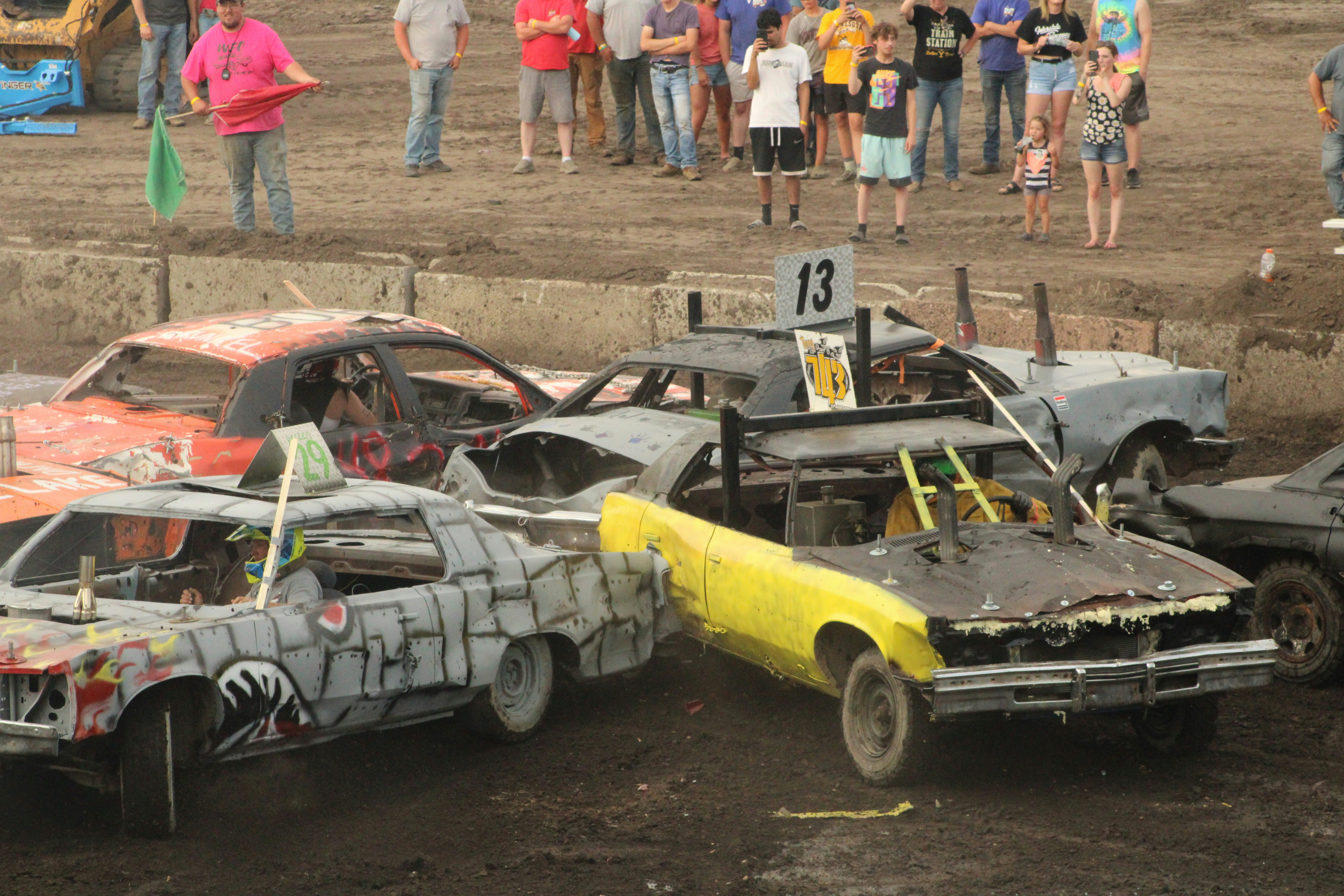 Destruction Row: Crashed Crimsons and a Yellow Survivor