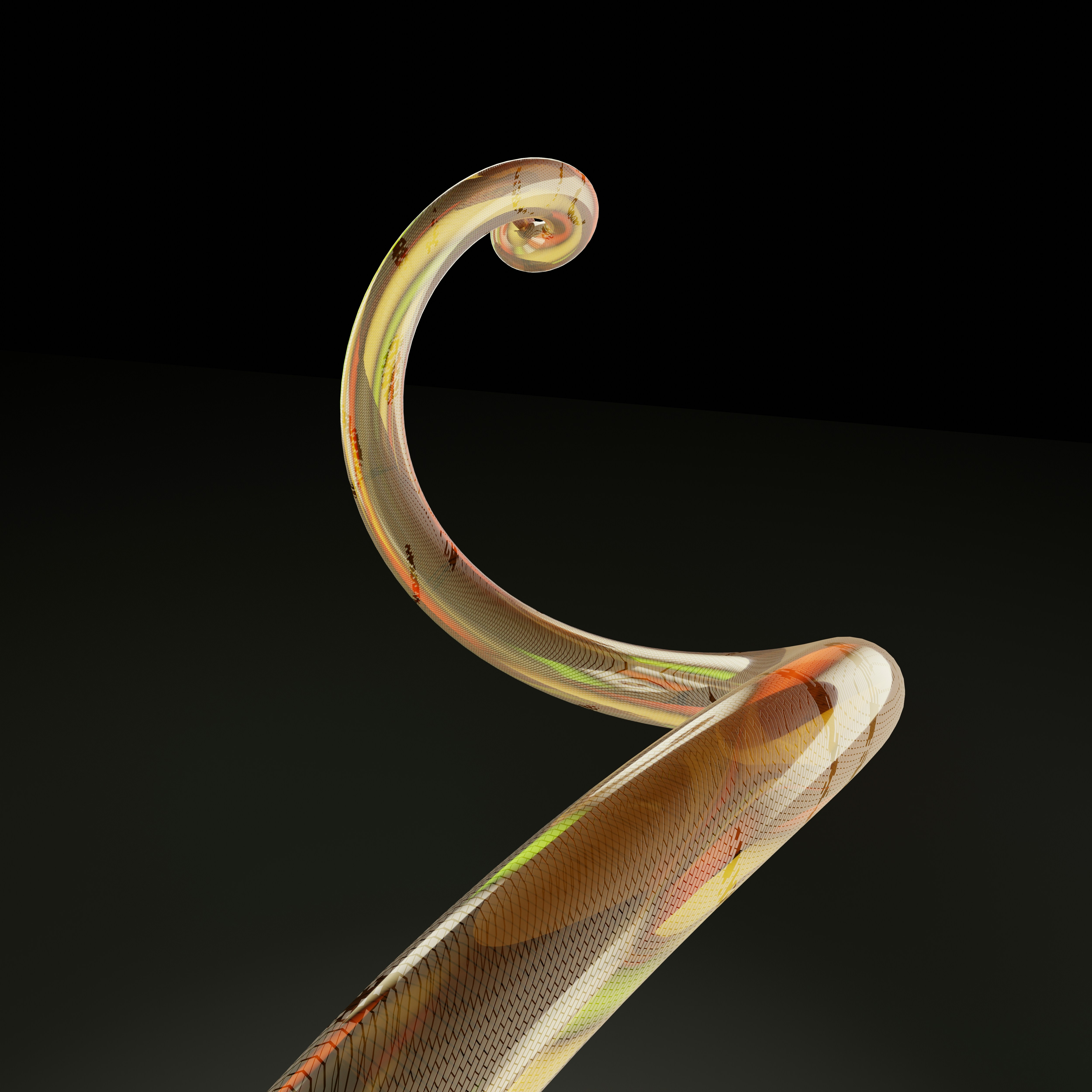 A glass sculpture of a snake on a black background photo – Free Metal ...