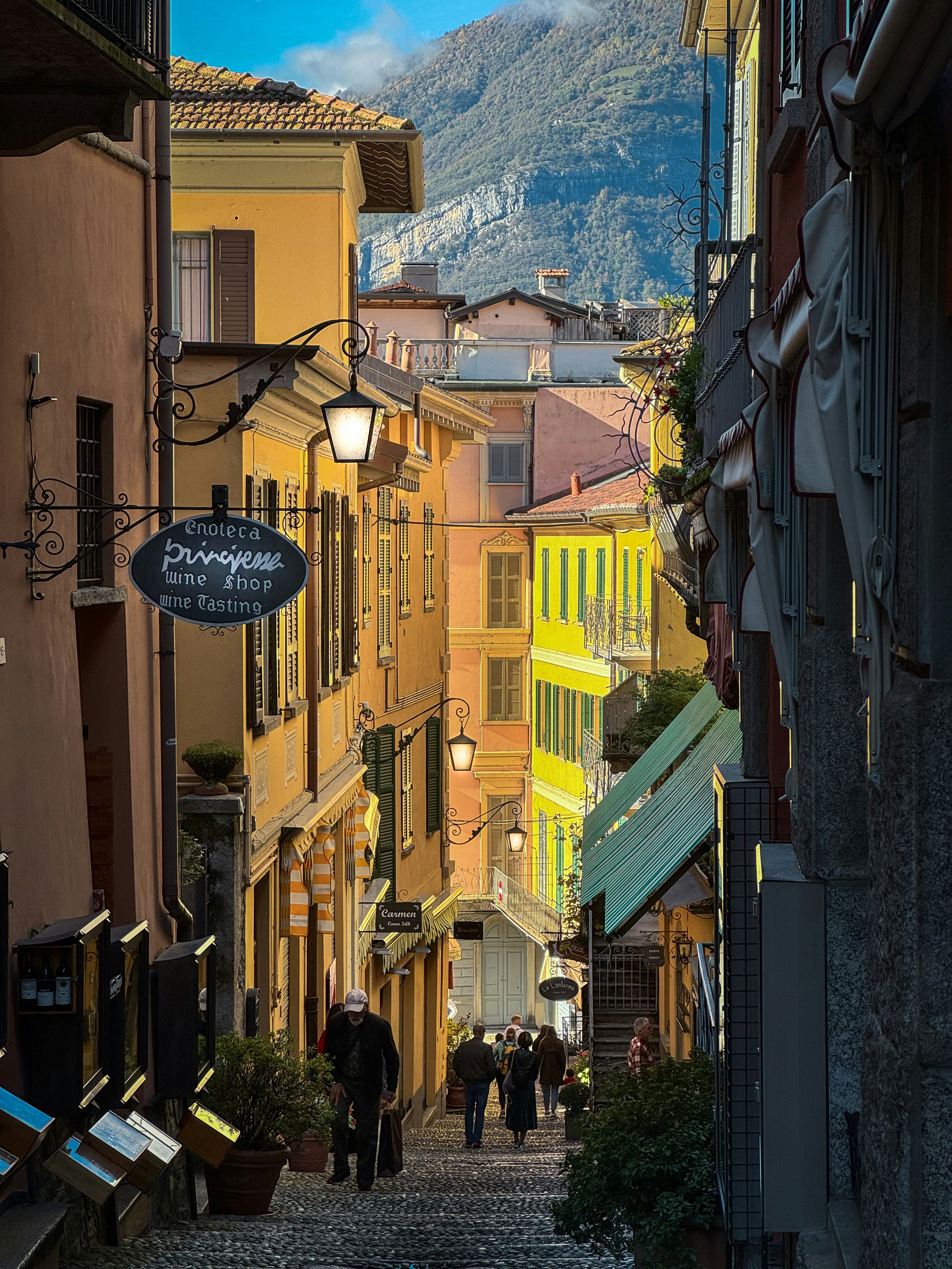 Cobbled Lane Under Alpine Light: A Sunlit Mountain Village Street
