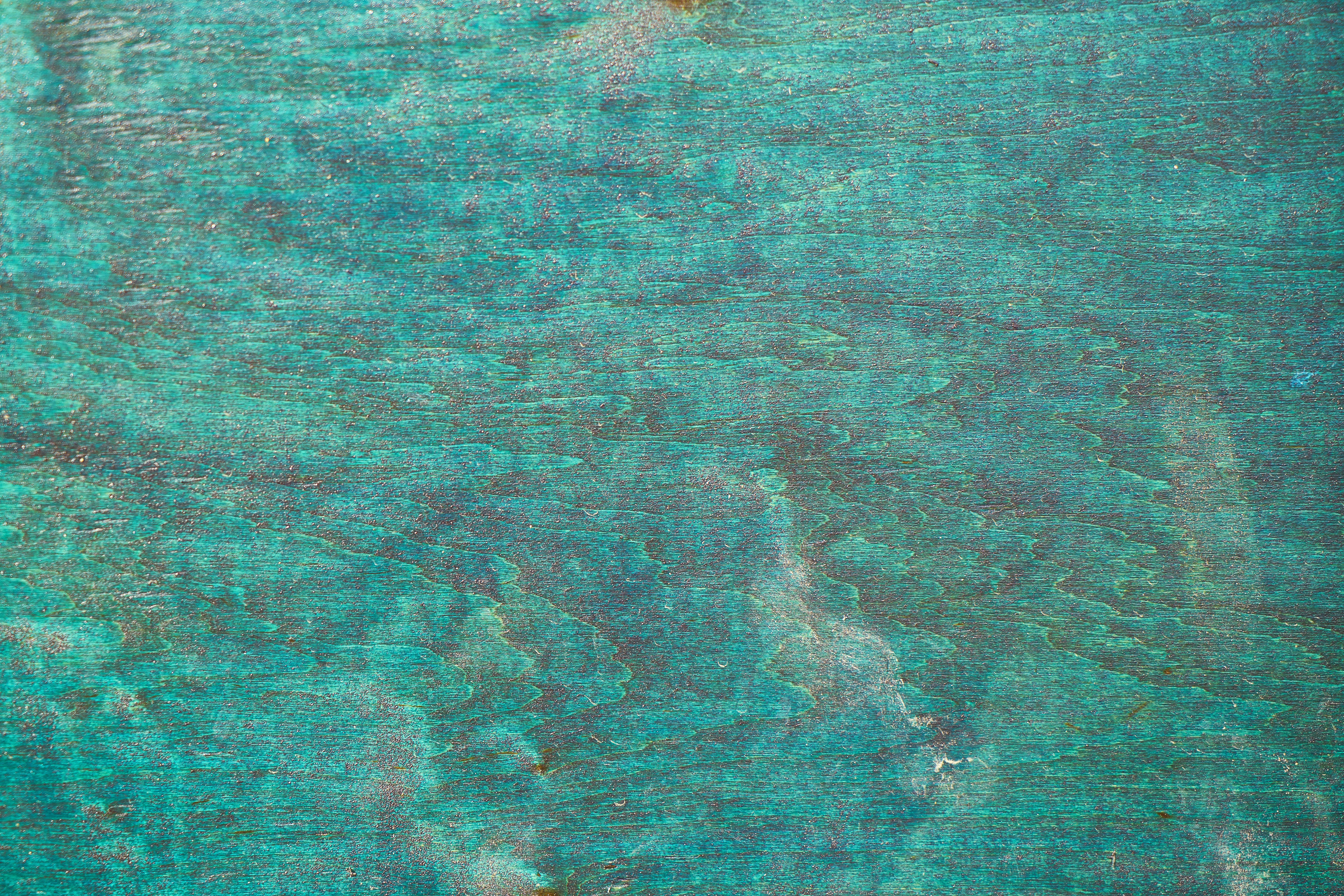 Patina Swirls on Teal Weathered Wood