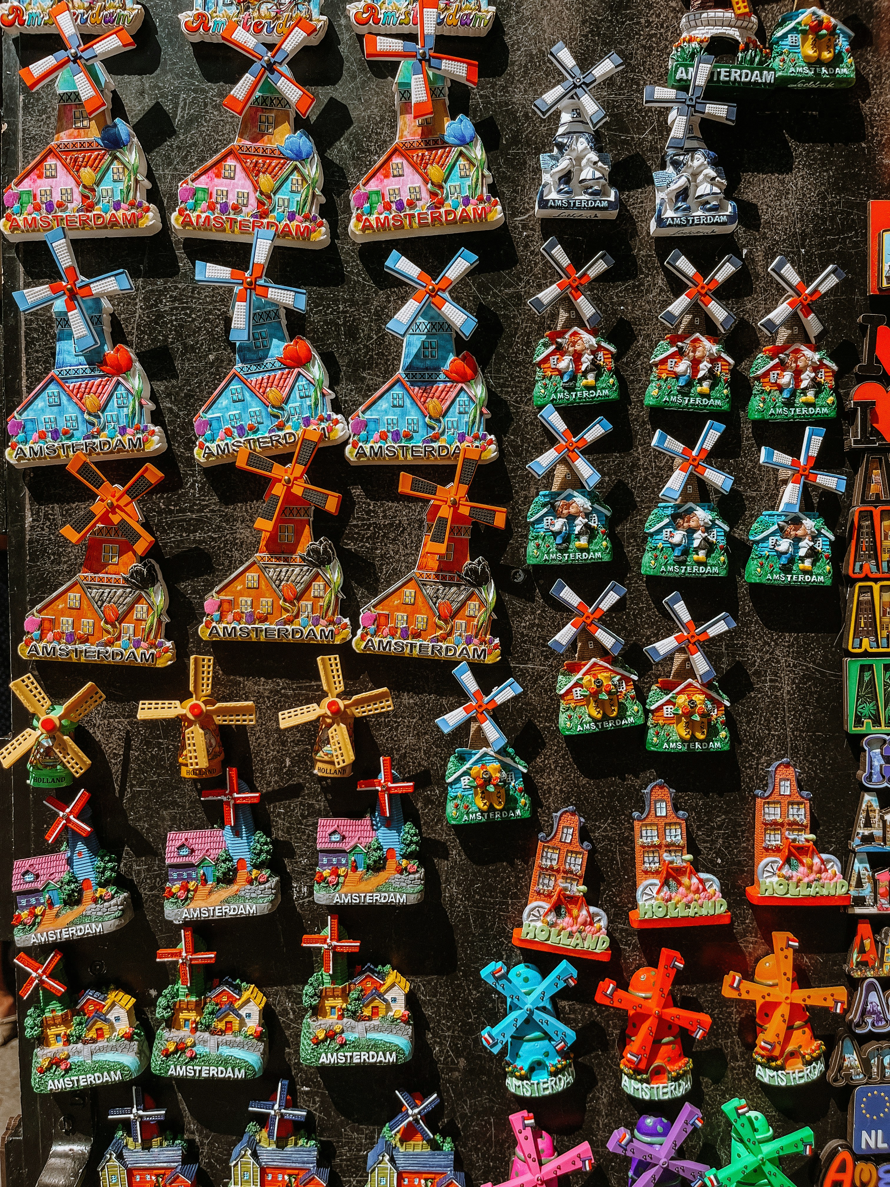 Amsterdam in Miniature: A Vibrant Grid of Windmill Magnets