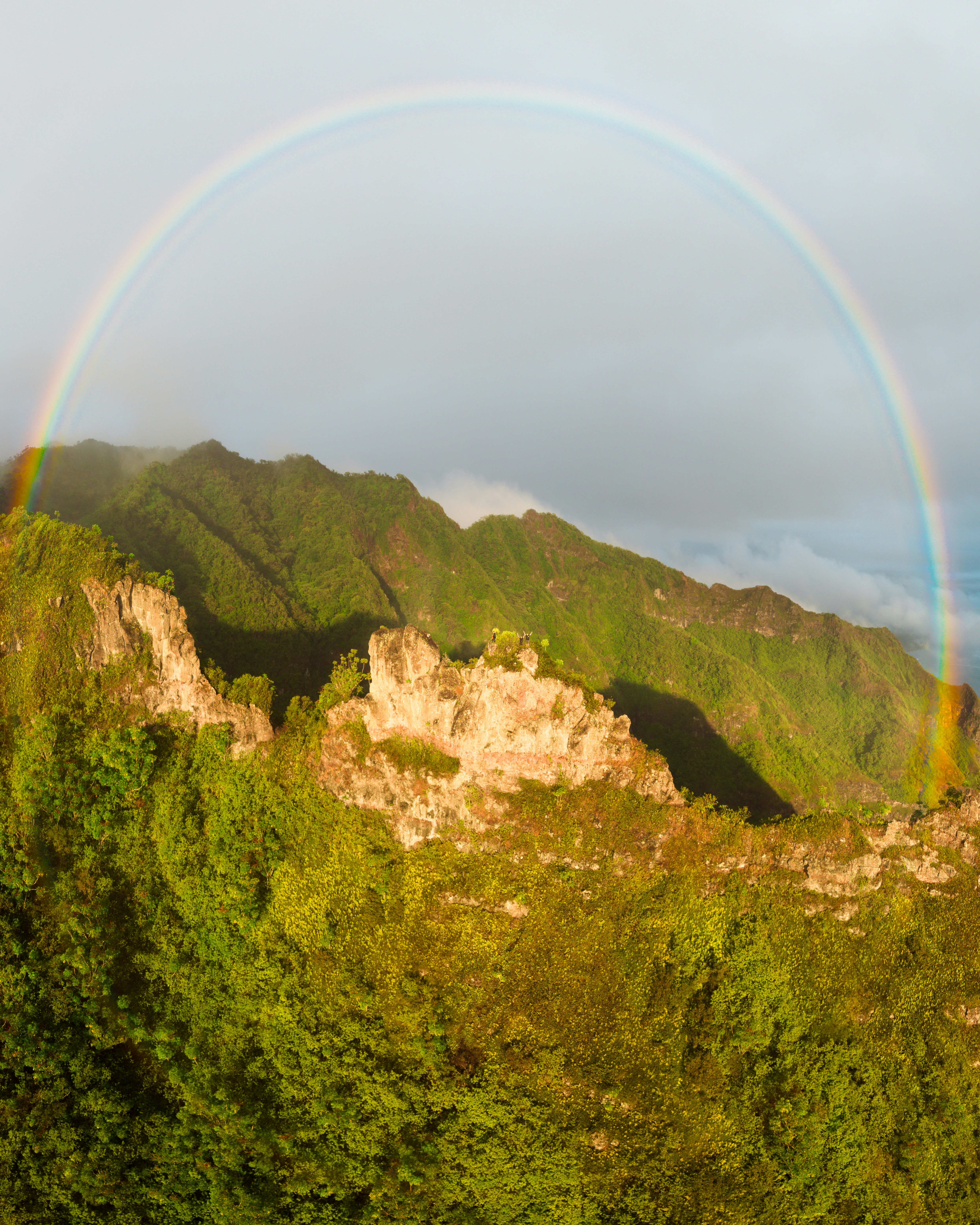 A double rainbow is seen over a mountain range photo – Free Nature ...