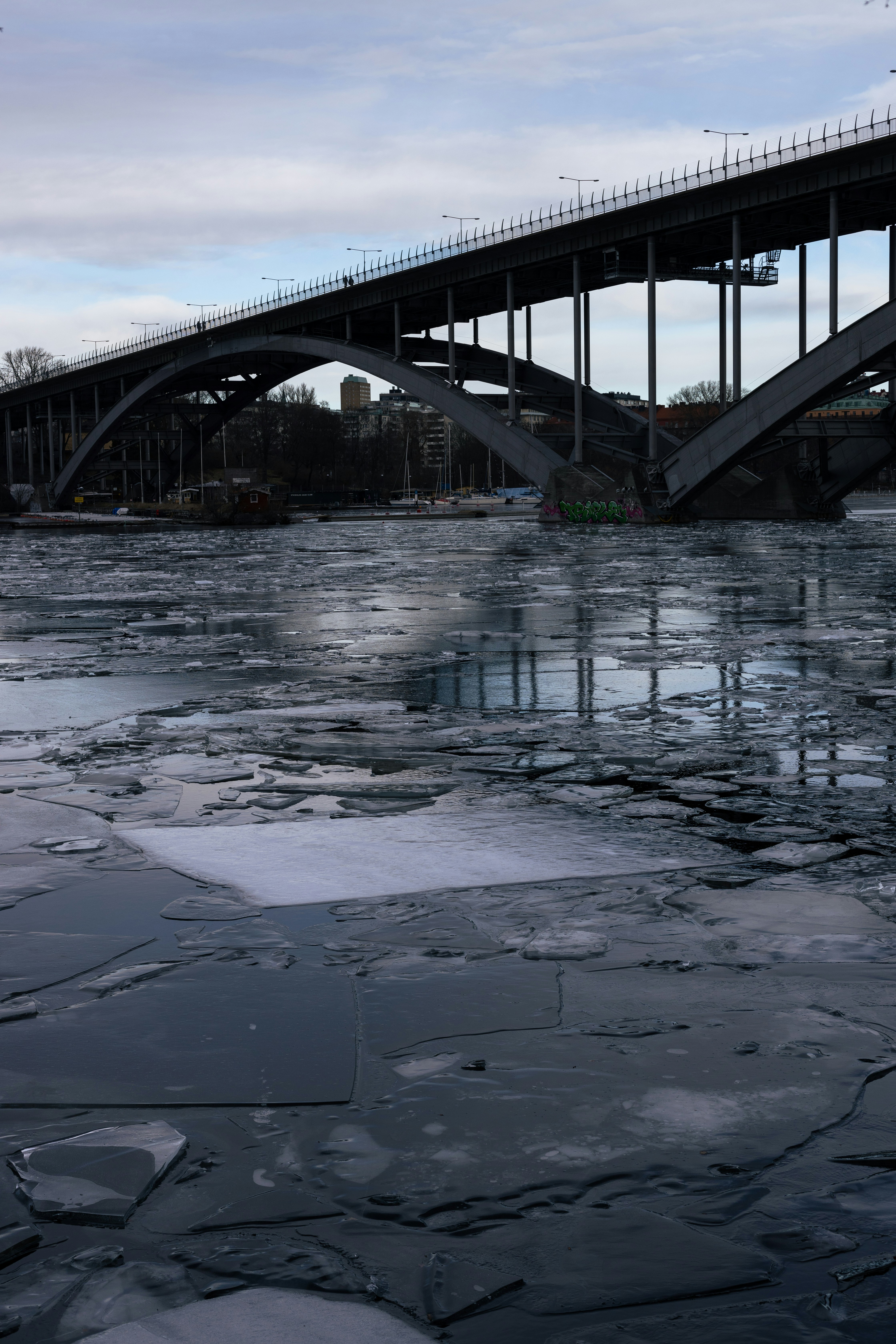A bridge that is over some ice on the water photo – Free Ice Image on ...