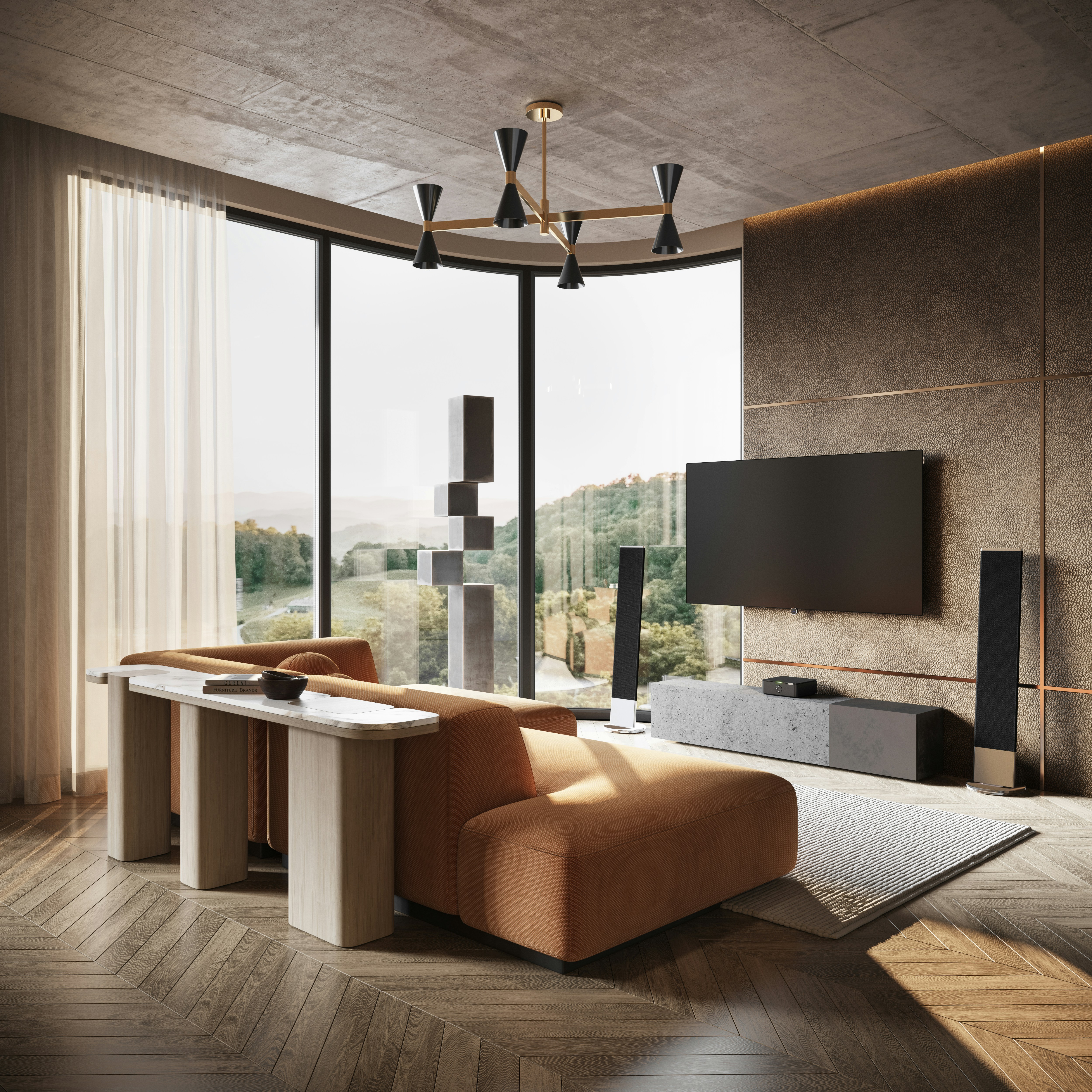 A modern living room with a large window photo – Free Elektronik Image ...