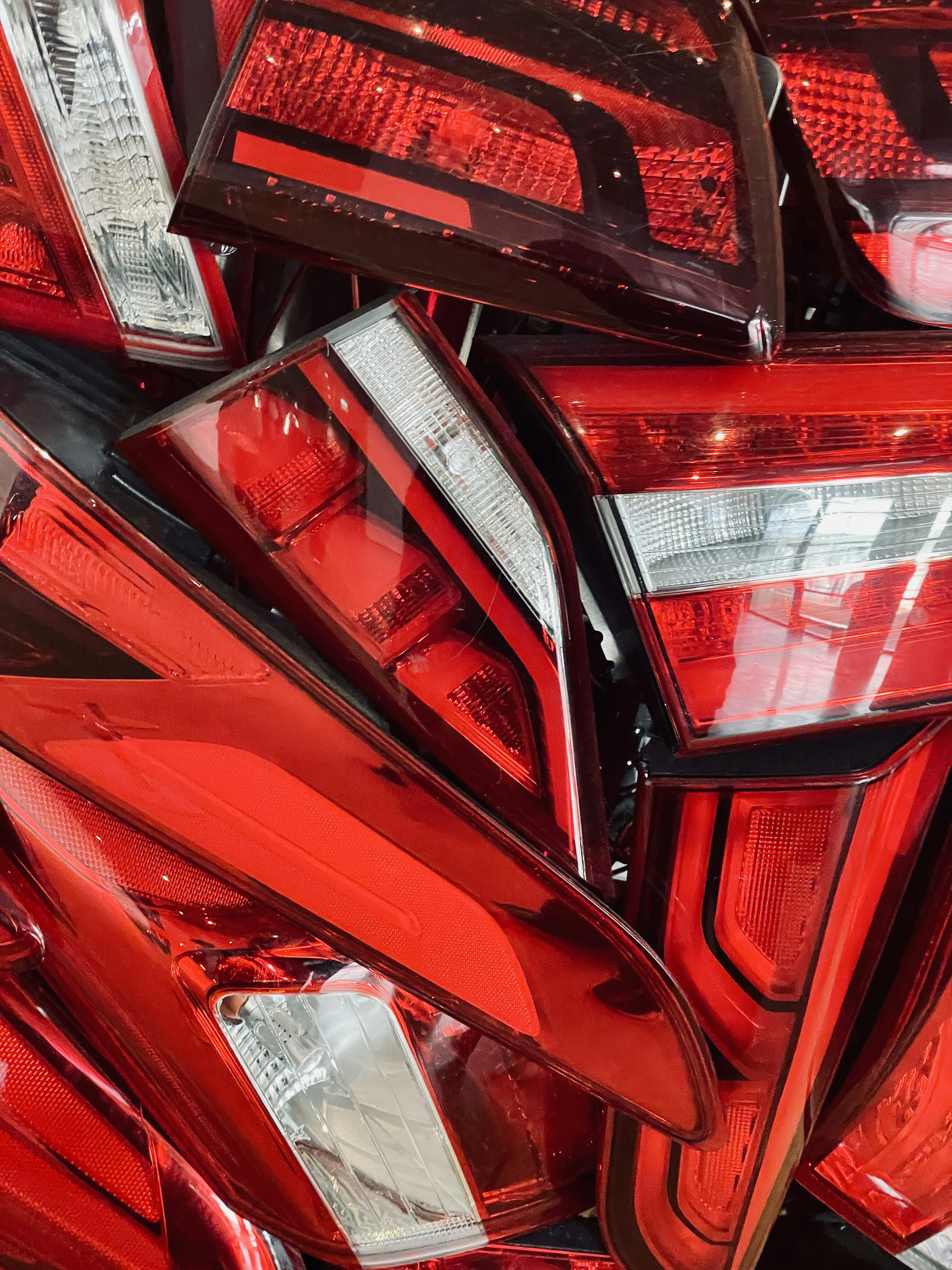 Crimson Mosaic: Close-up of overlapping tail lights