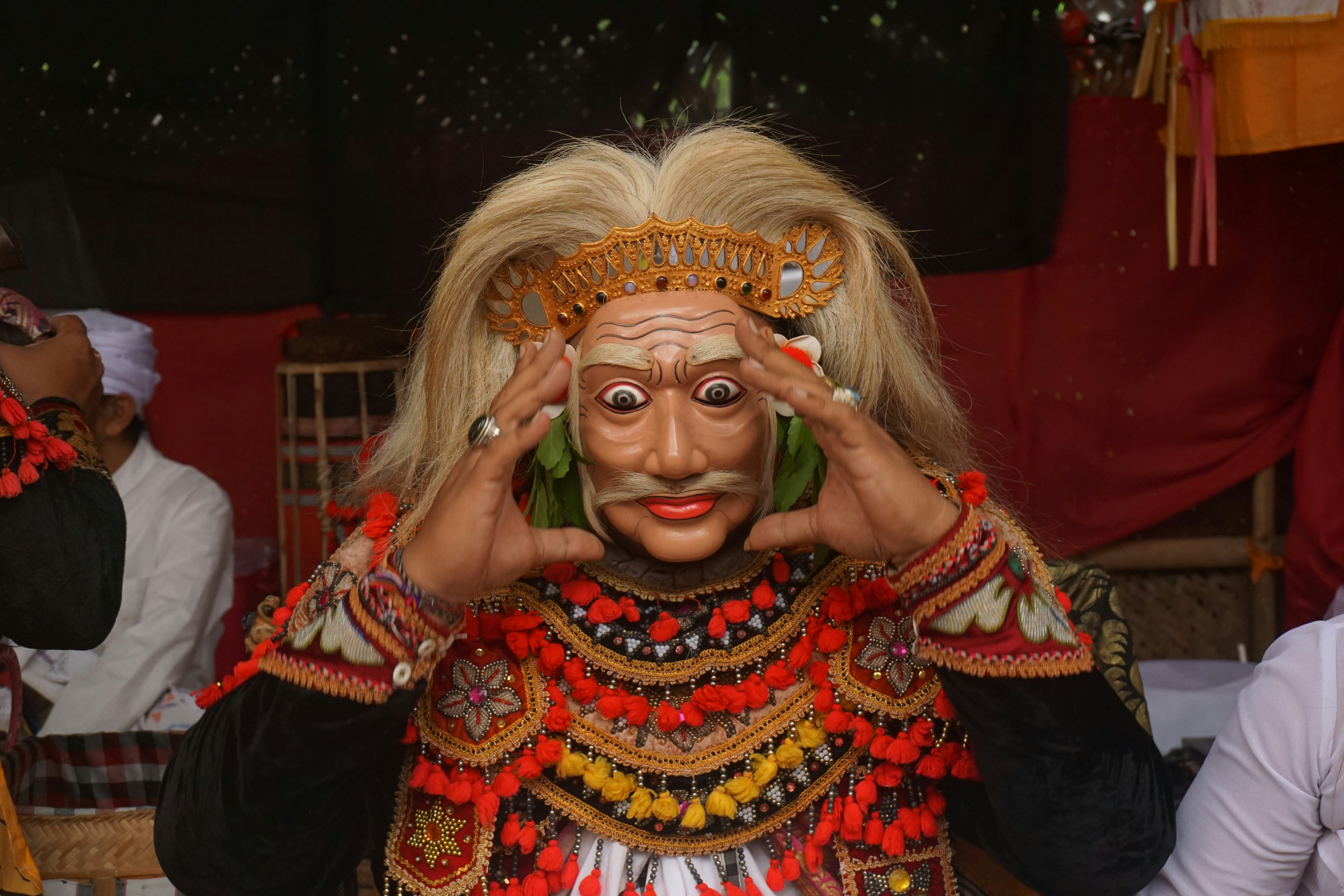 Framed Gaze of the Masked Dancer in Ornate Festival Regalia