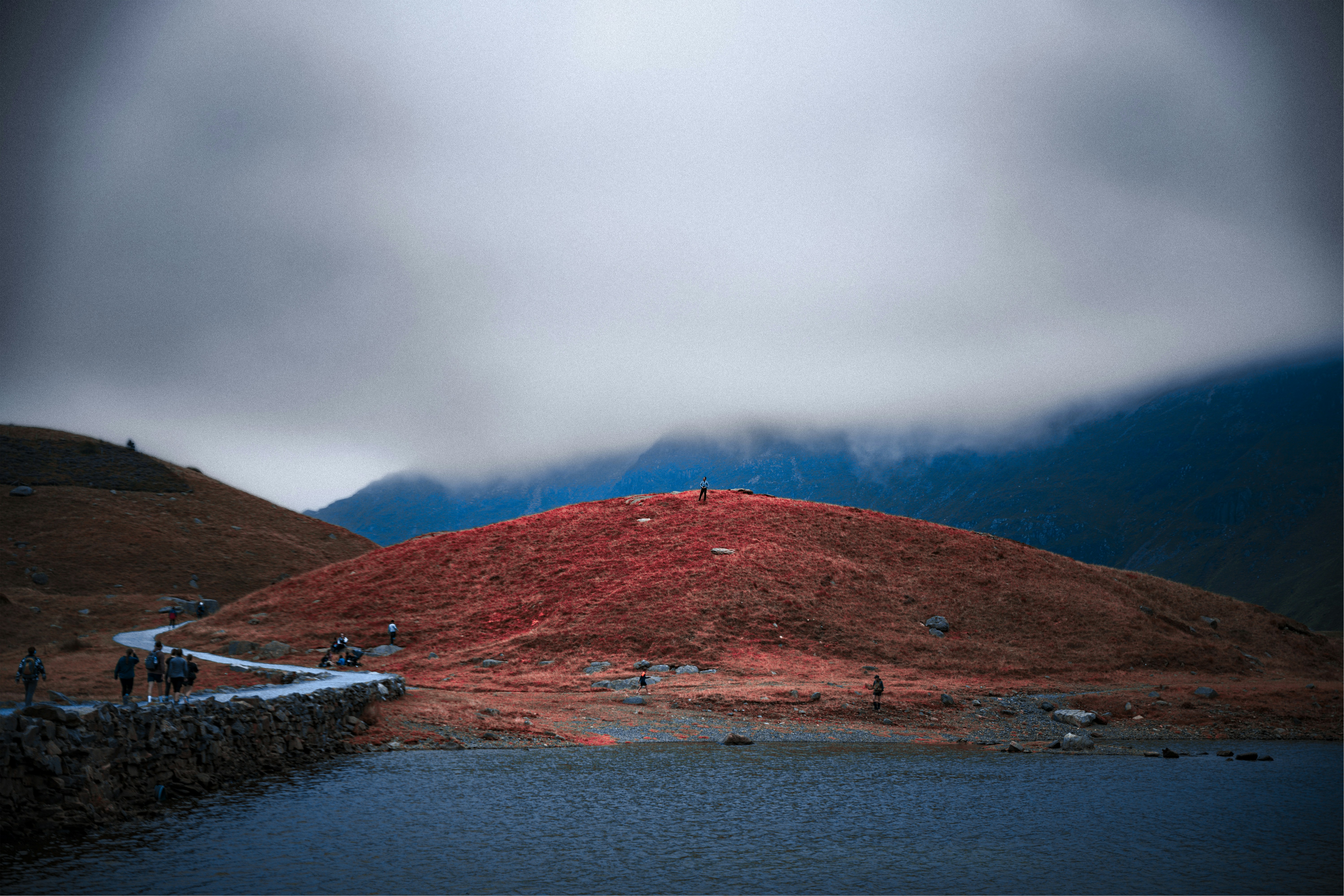 Red Hill on the Shimmering Lake Edge