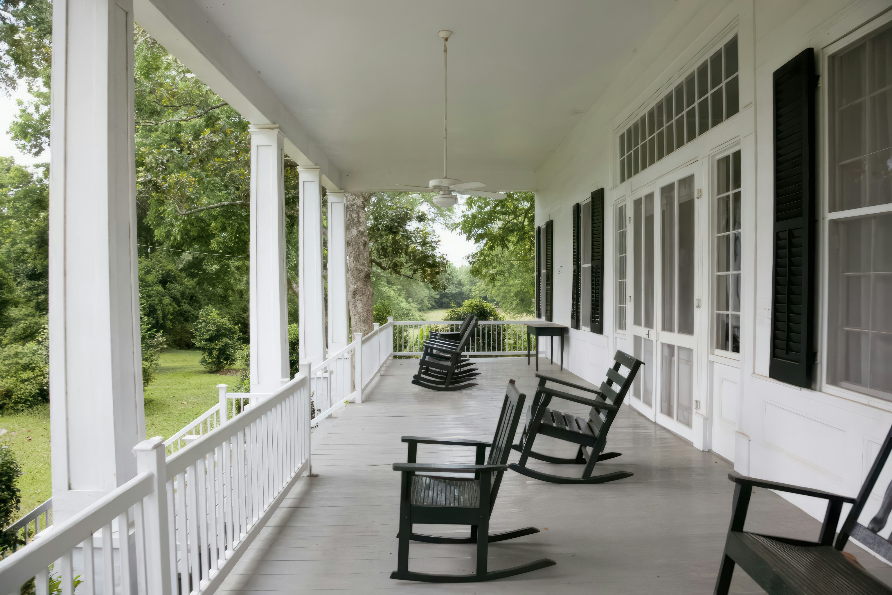 Carolina porch on historic building located in the town of Oak Hill ...