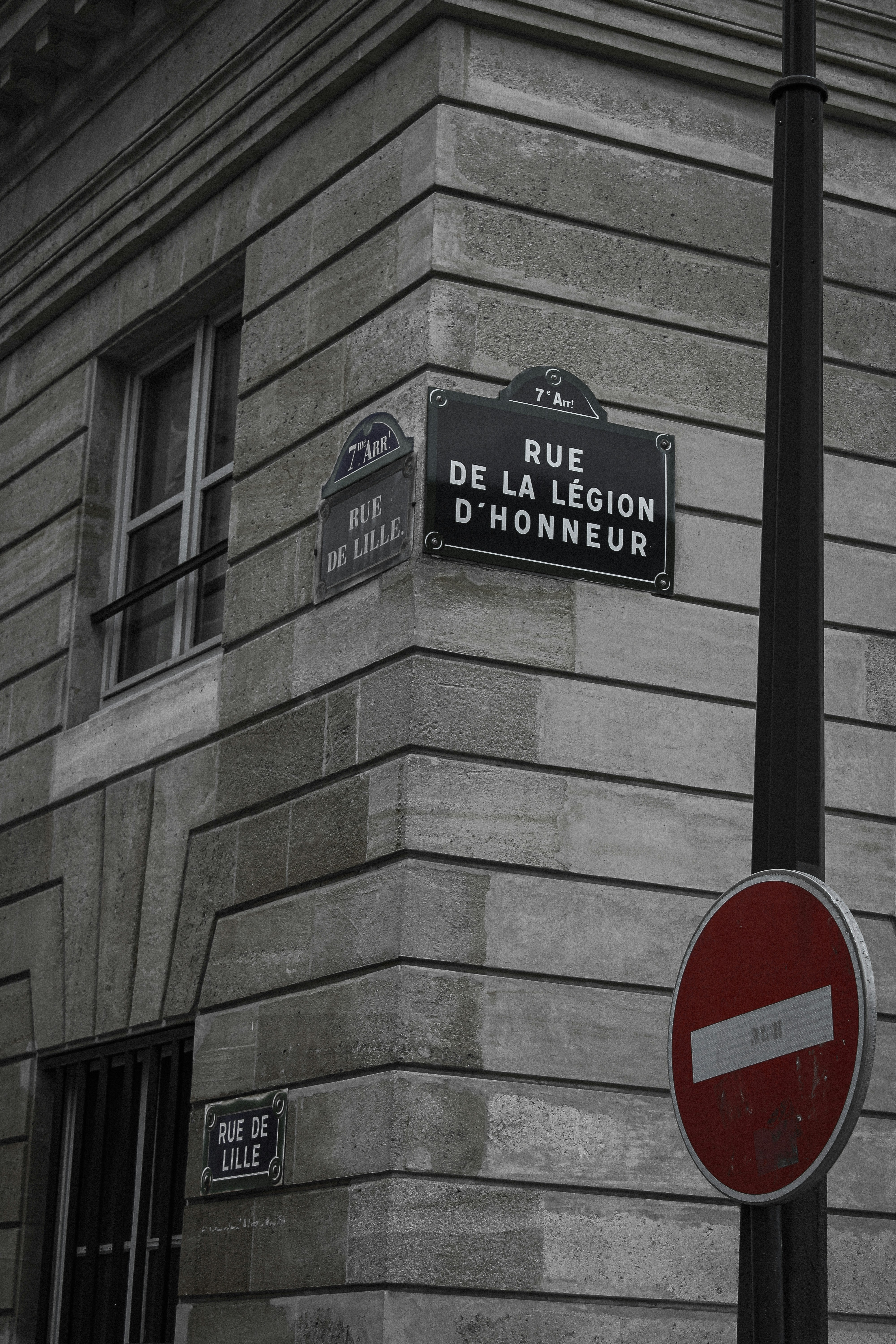 Cornerstone Geometry: Rue de la Legion d'Honneur on a Parisian Facade