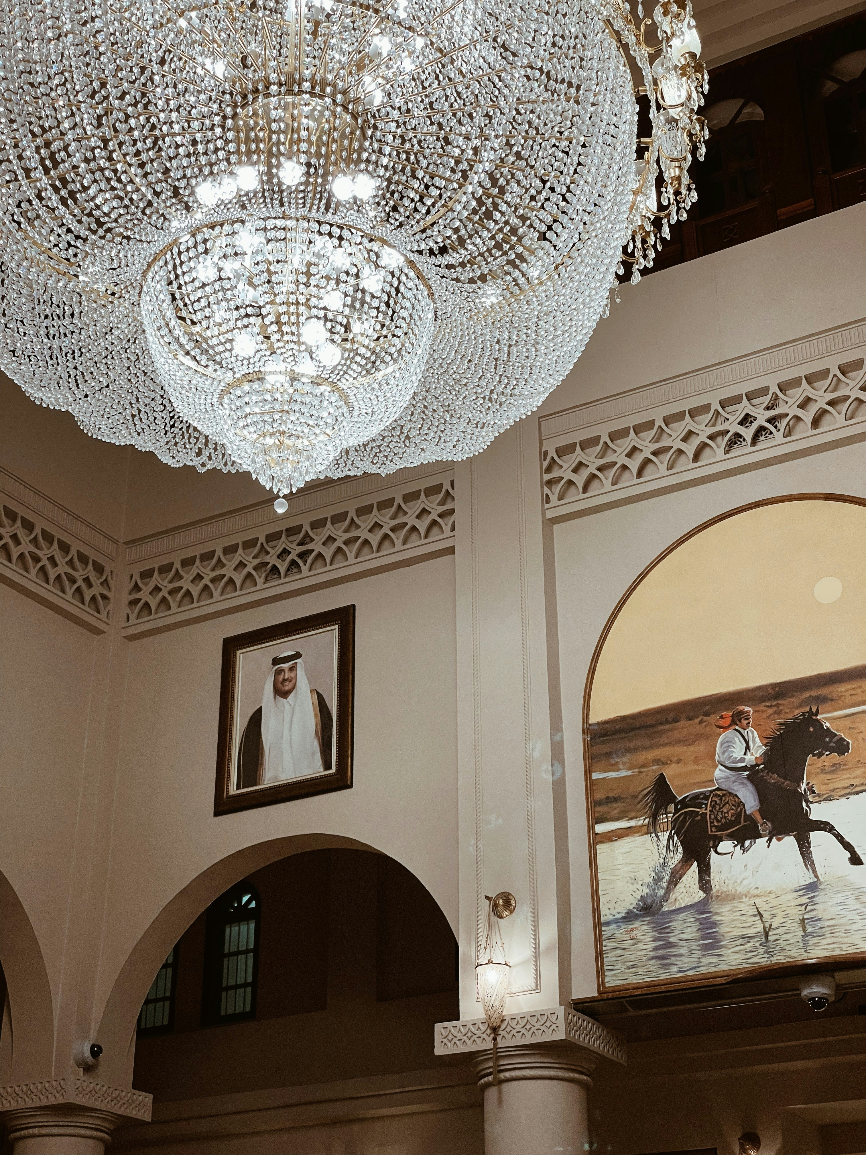 Crystal Crown Over an Opulent Arched Hall