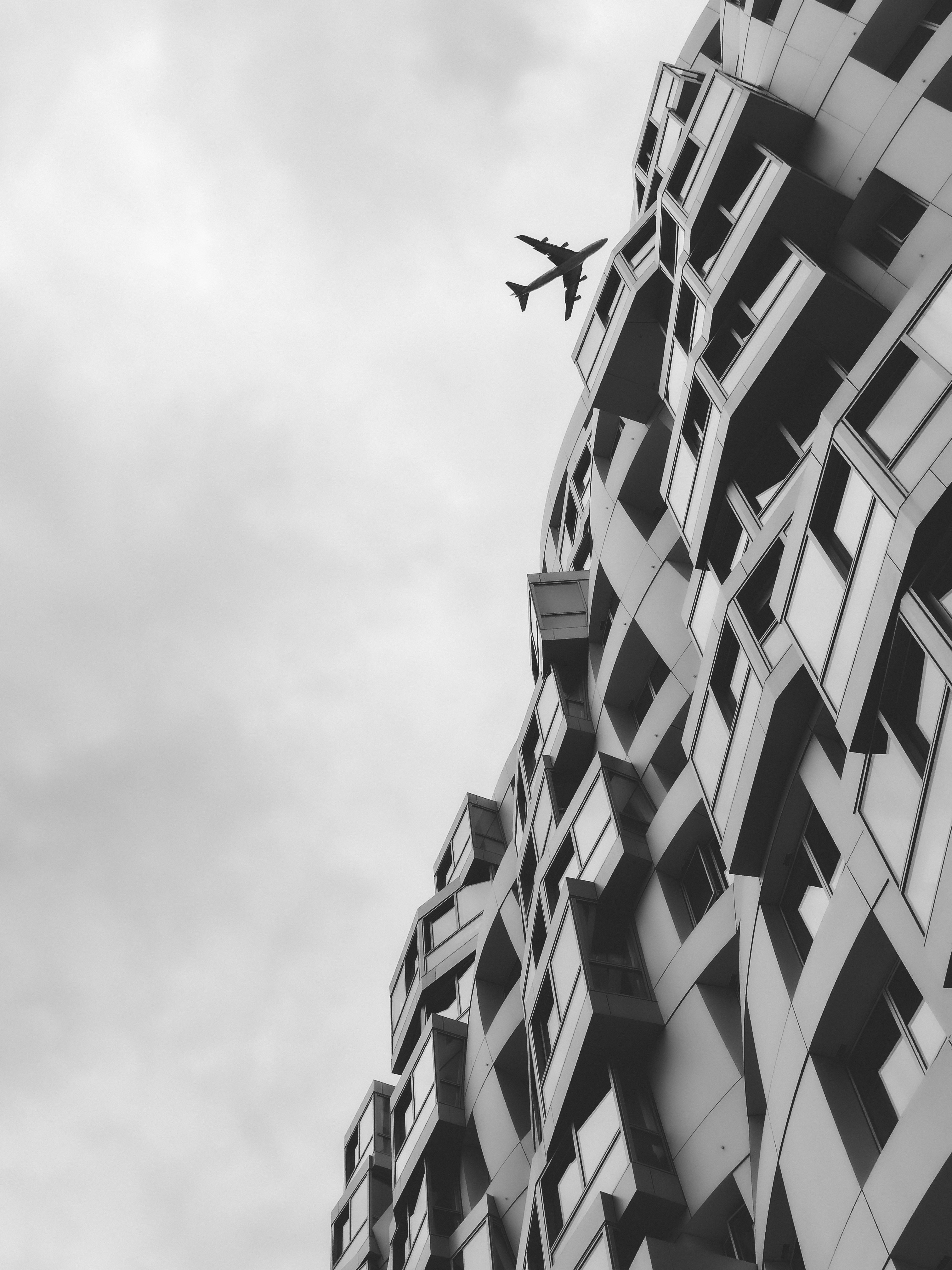 Crossing the Sky Over a Faceted Concretescape