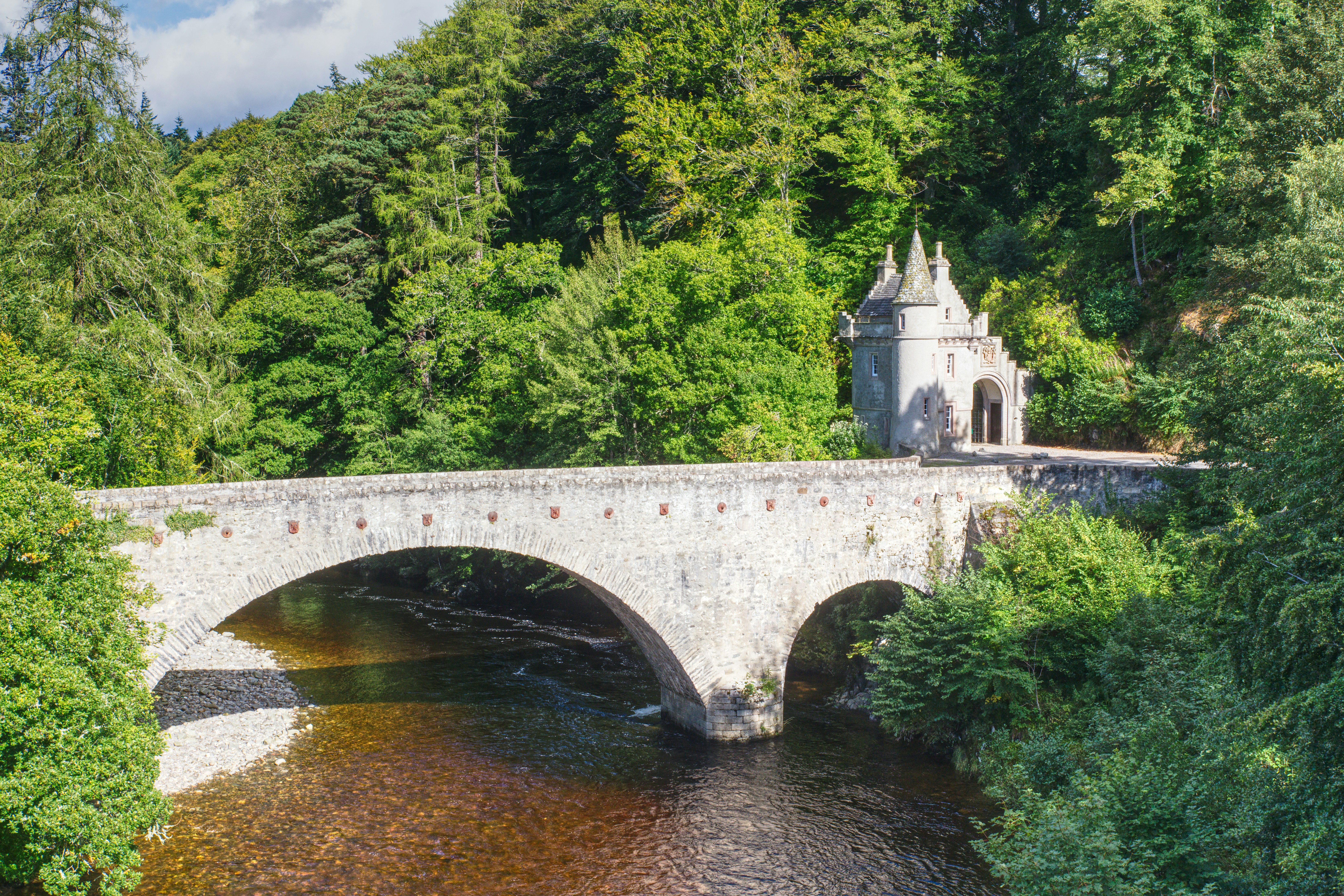 A stone bridge over a river surrounded by trees photo – Free Old bridge ...