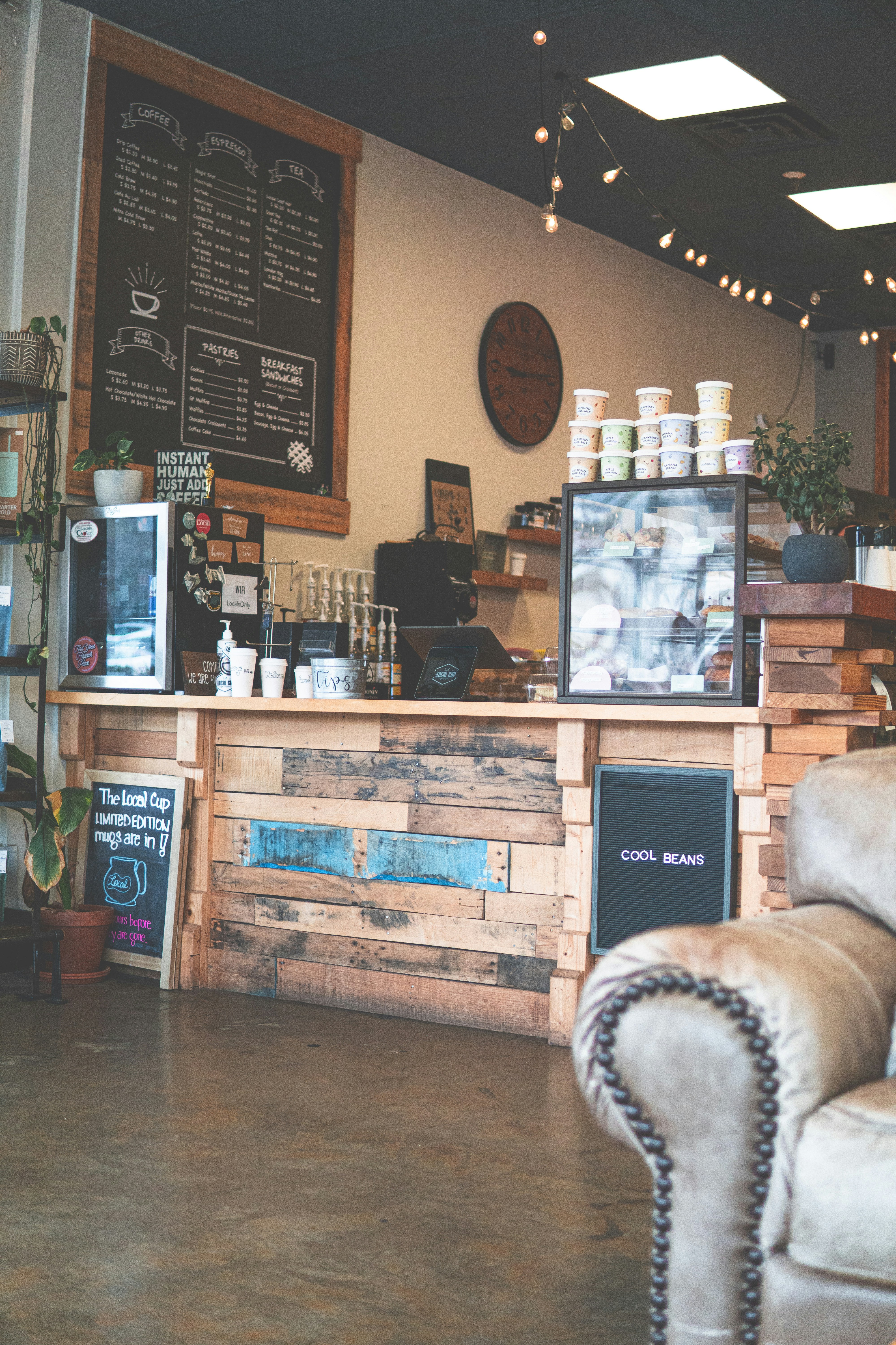 A coffee shop with a counter and chairs photo – Free Indoors Image on ...