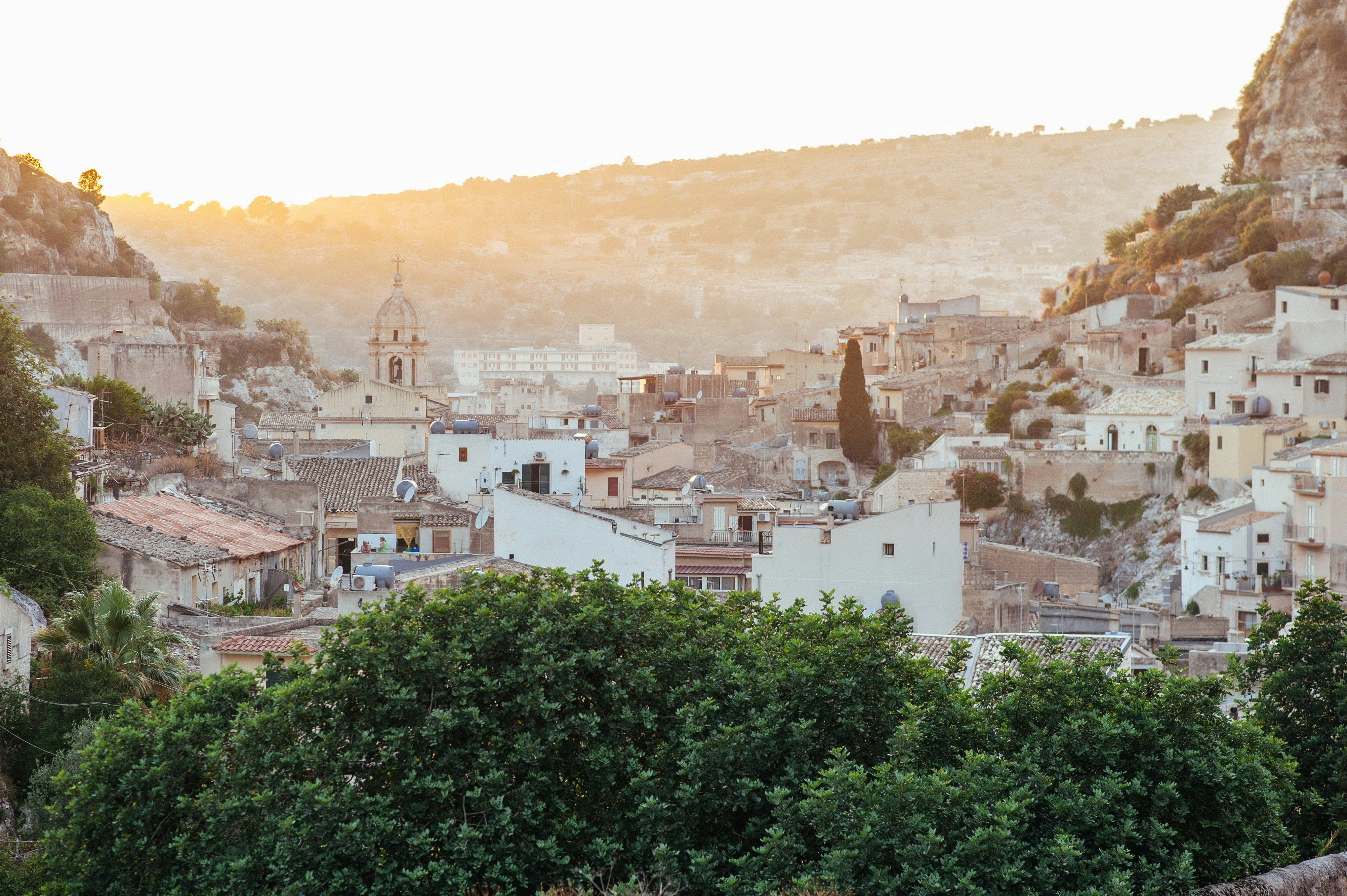 Golden Glow over Ancient Hillside Village