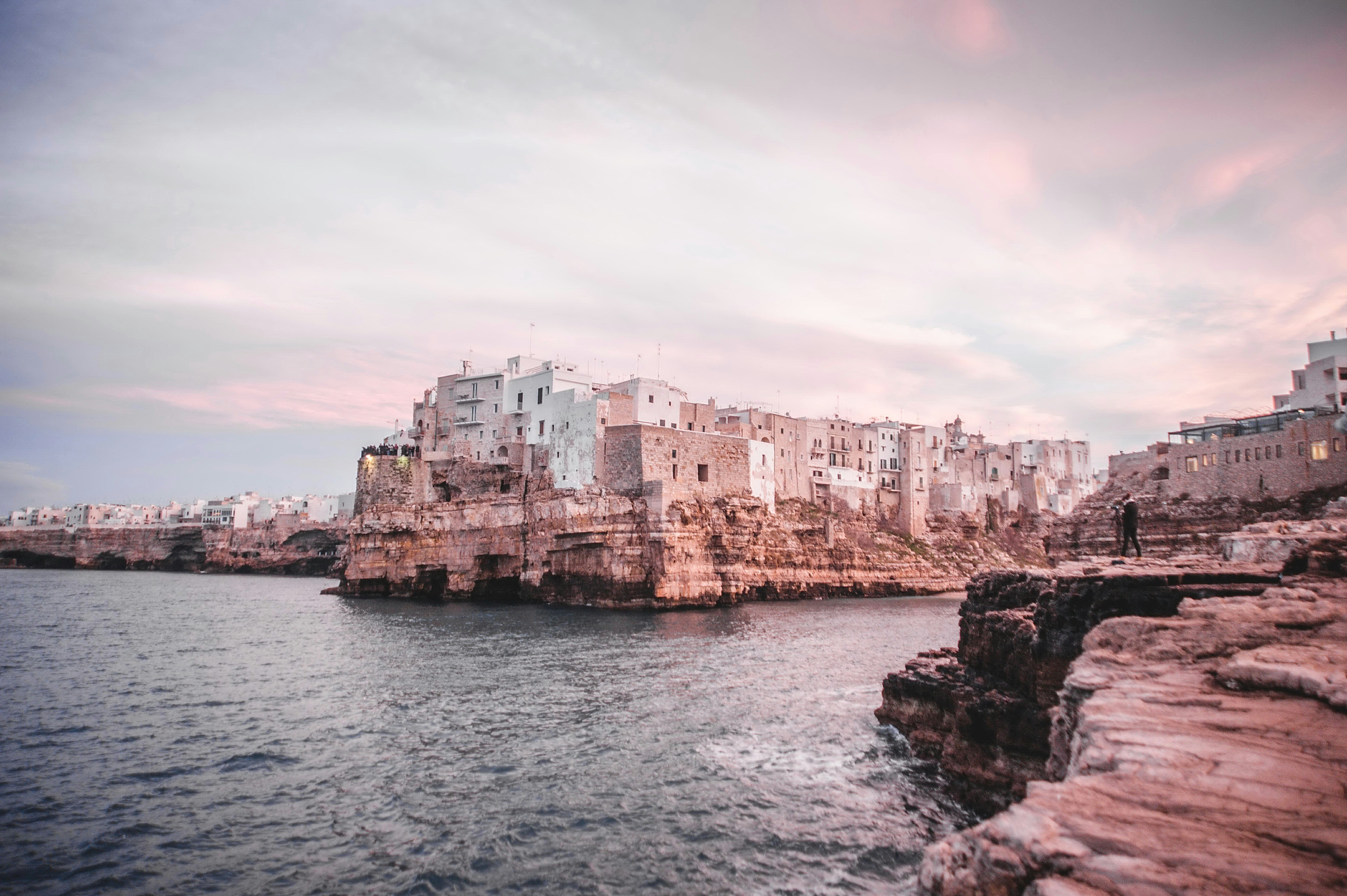 Dusk over the Cliffside Whitewashed Village