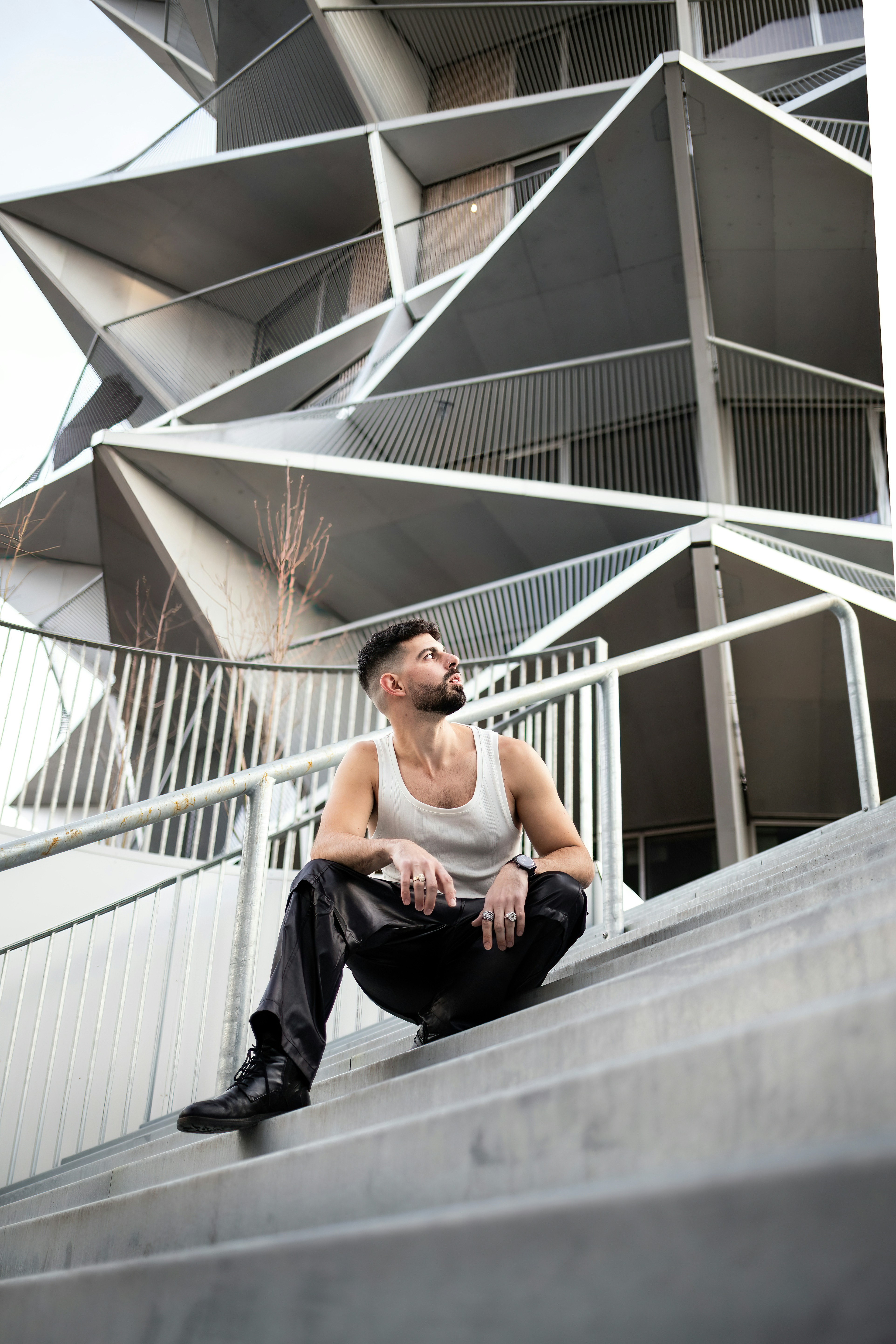 Concrete Angles: A Moment of Quiet Amid Geometric Architecture