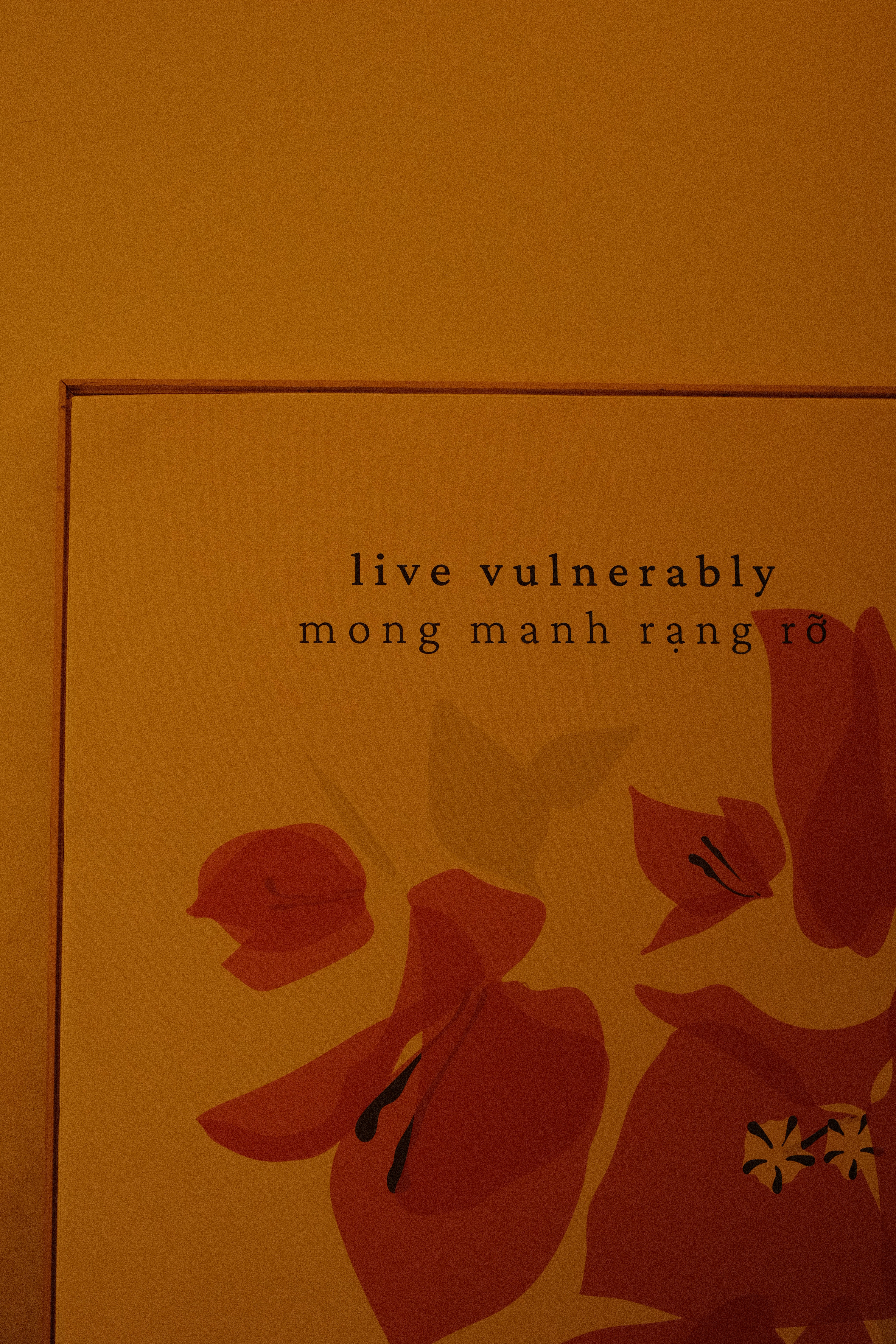 Amber Quiet: A Floral Poster Illuminated with Vulnerable Words
